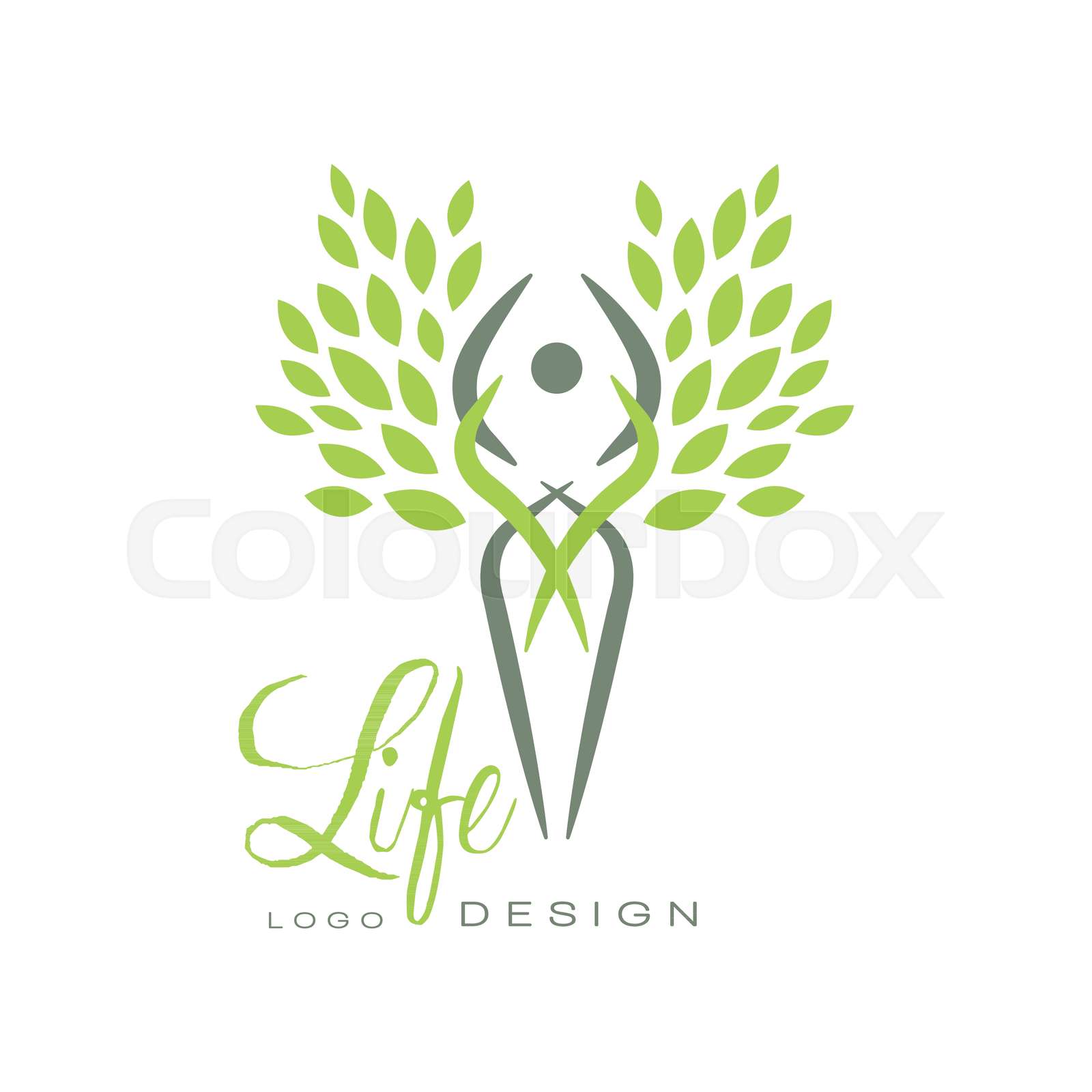 Trendy life logo template with silhouette of human and bright green ...