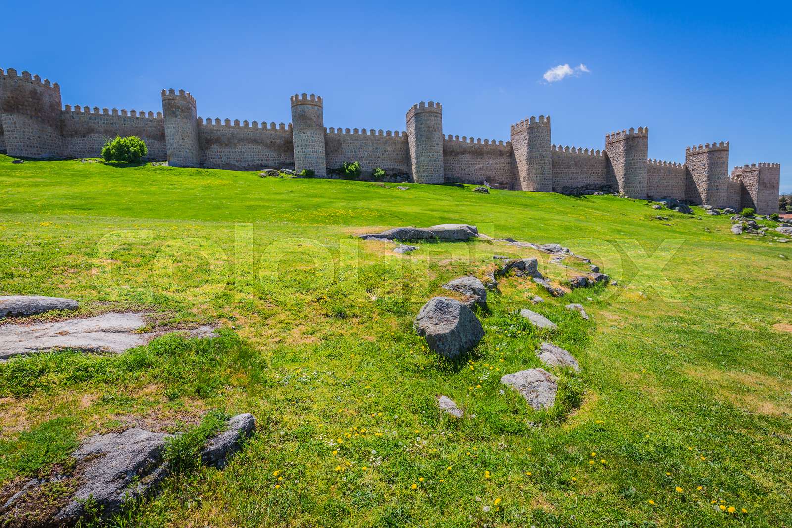 Scenic medieval city walls of Avila, Spain, UNESCO list | Stock image ...