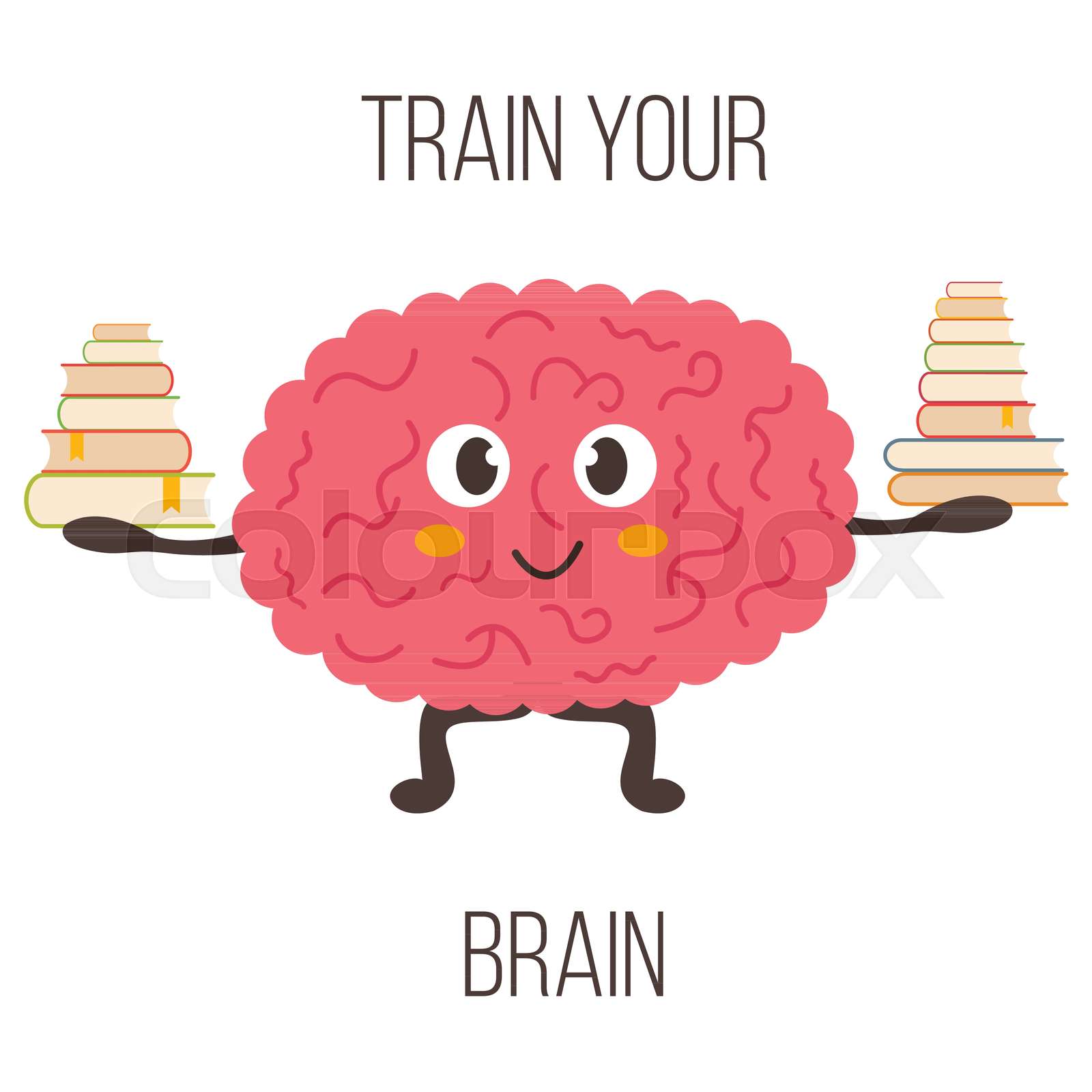Train your brain poster with funny cartoon brain | Stock vector | Colourbox