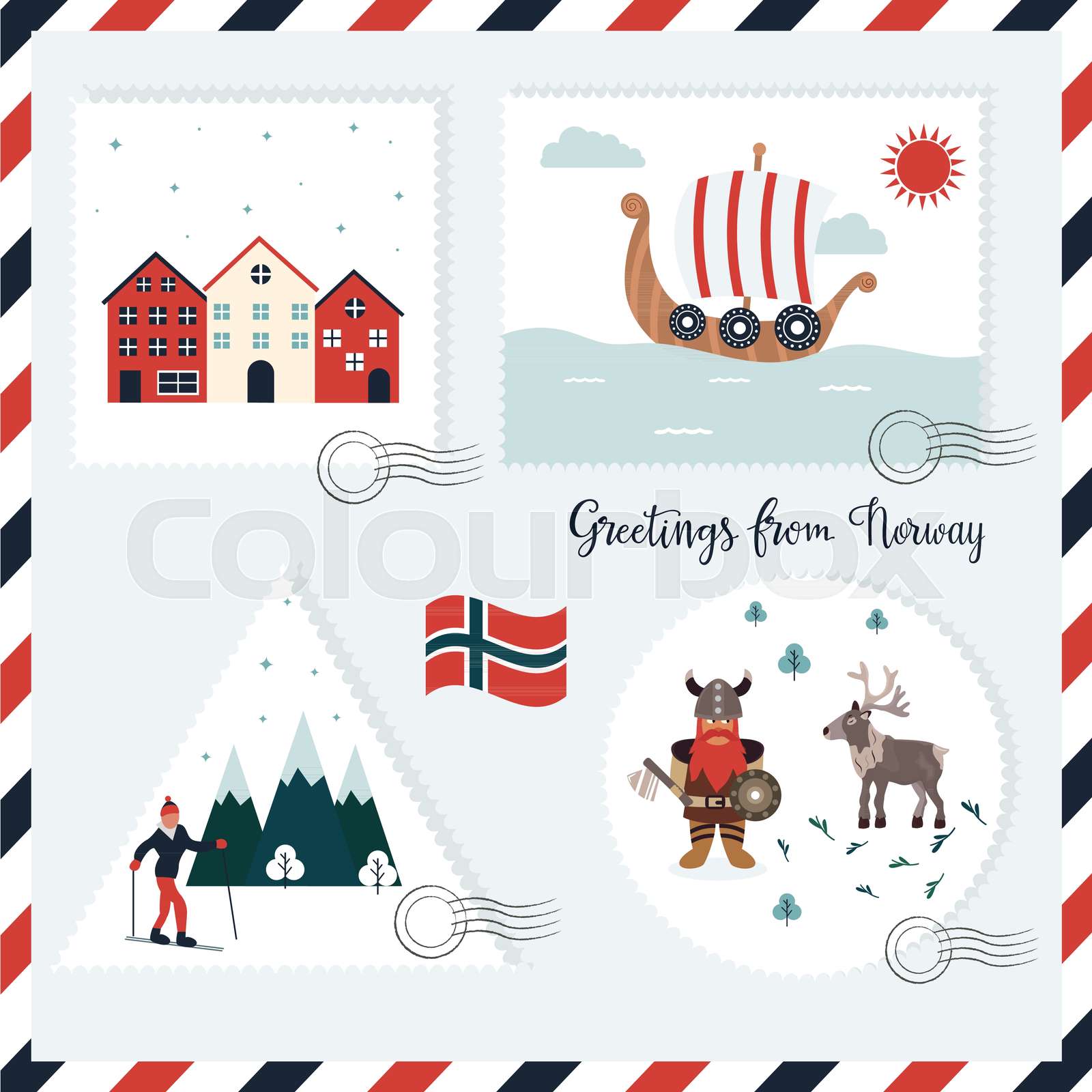 Set of Norway landmarks. Vector illustration | Stock vector | Colourbox