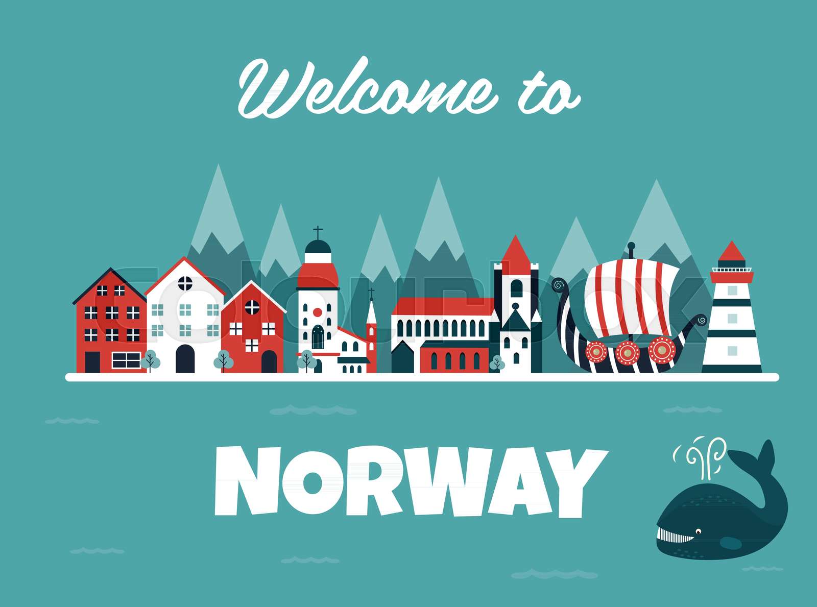 Set of Norway landmarks. Vector illustration | Stock vector | Colourbox