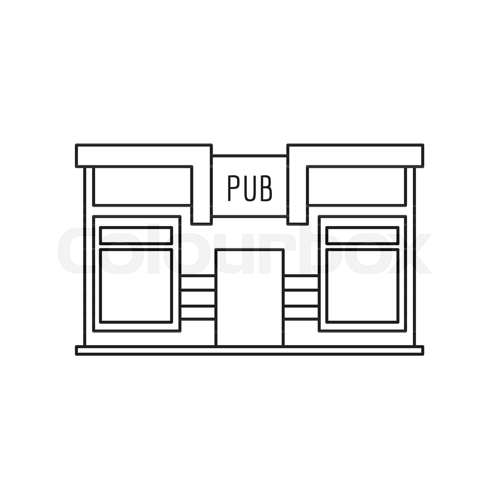 Pub front icon, outline style | Stock vector | Colourbox