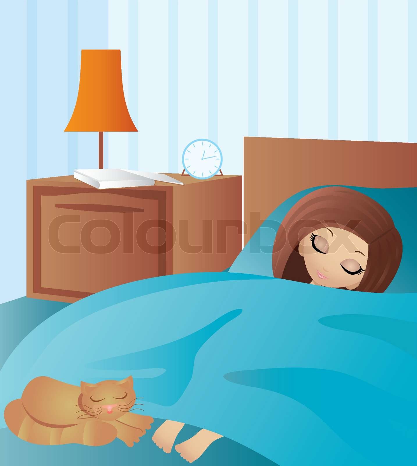 Woman tegneserie sover | Stock vektor | Colourbox