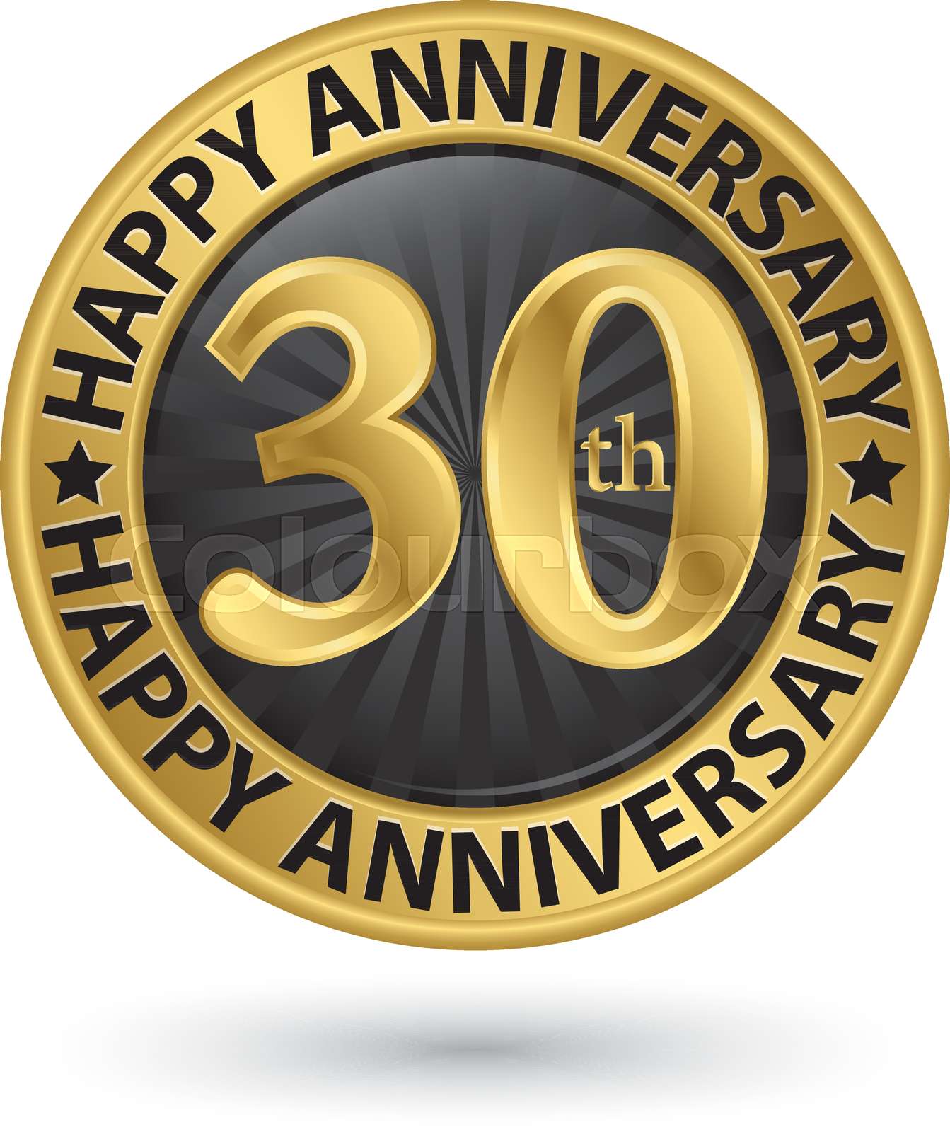 Happy 30th years anniversary gold label, vector illustration | Stock ...