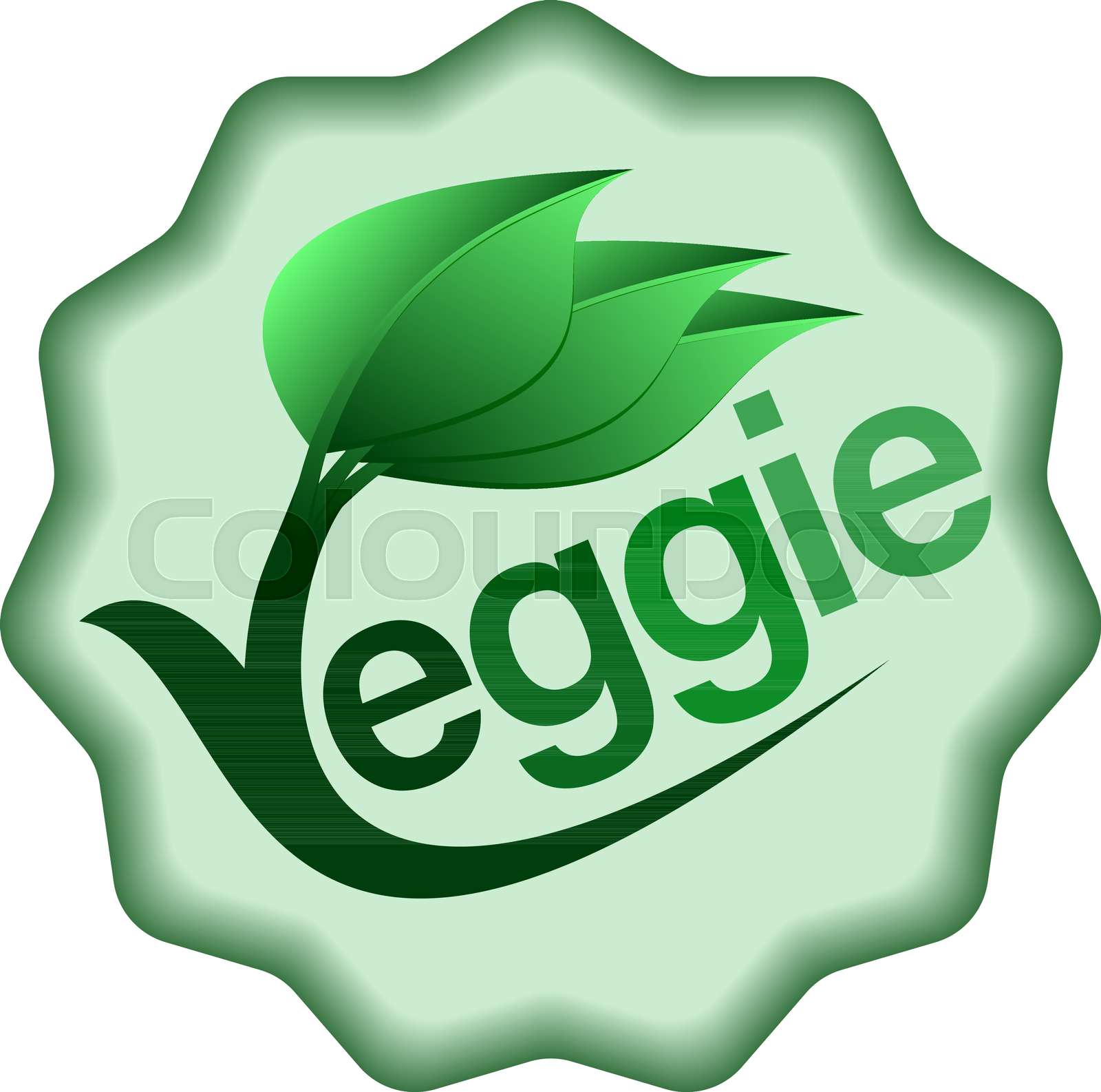 veggie food text logo with leaves | Stock vector | Colourbox