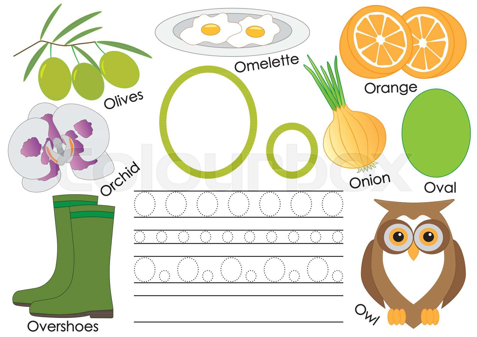 Letter O. Alphabet, english language. Writing practice of capital and ...