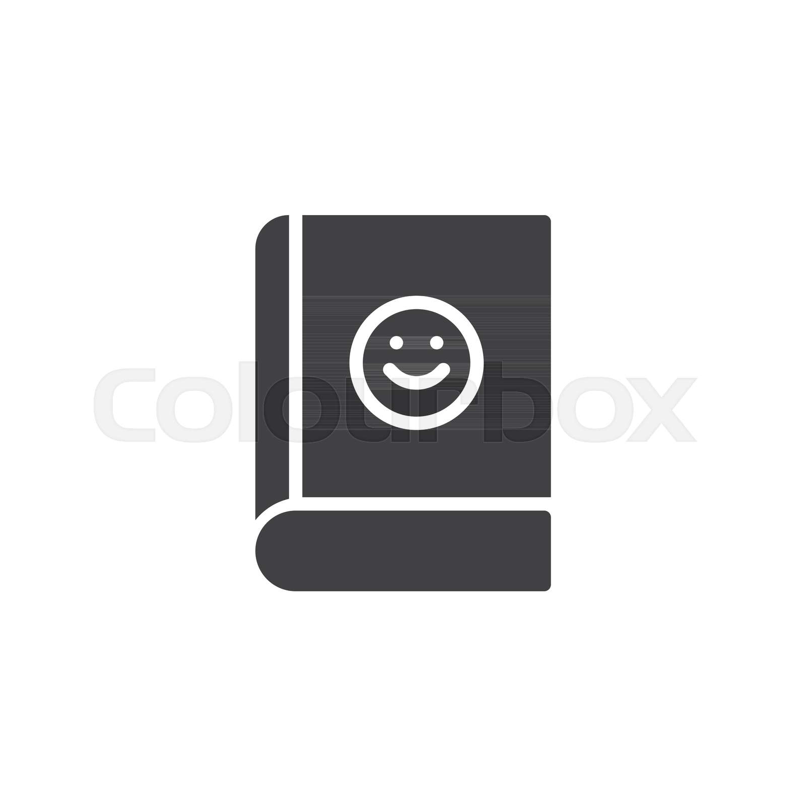 Book with smile emoji vector icon | Stock vector | Colourbox