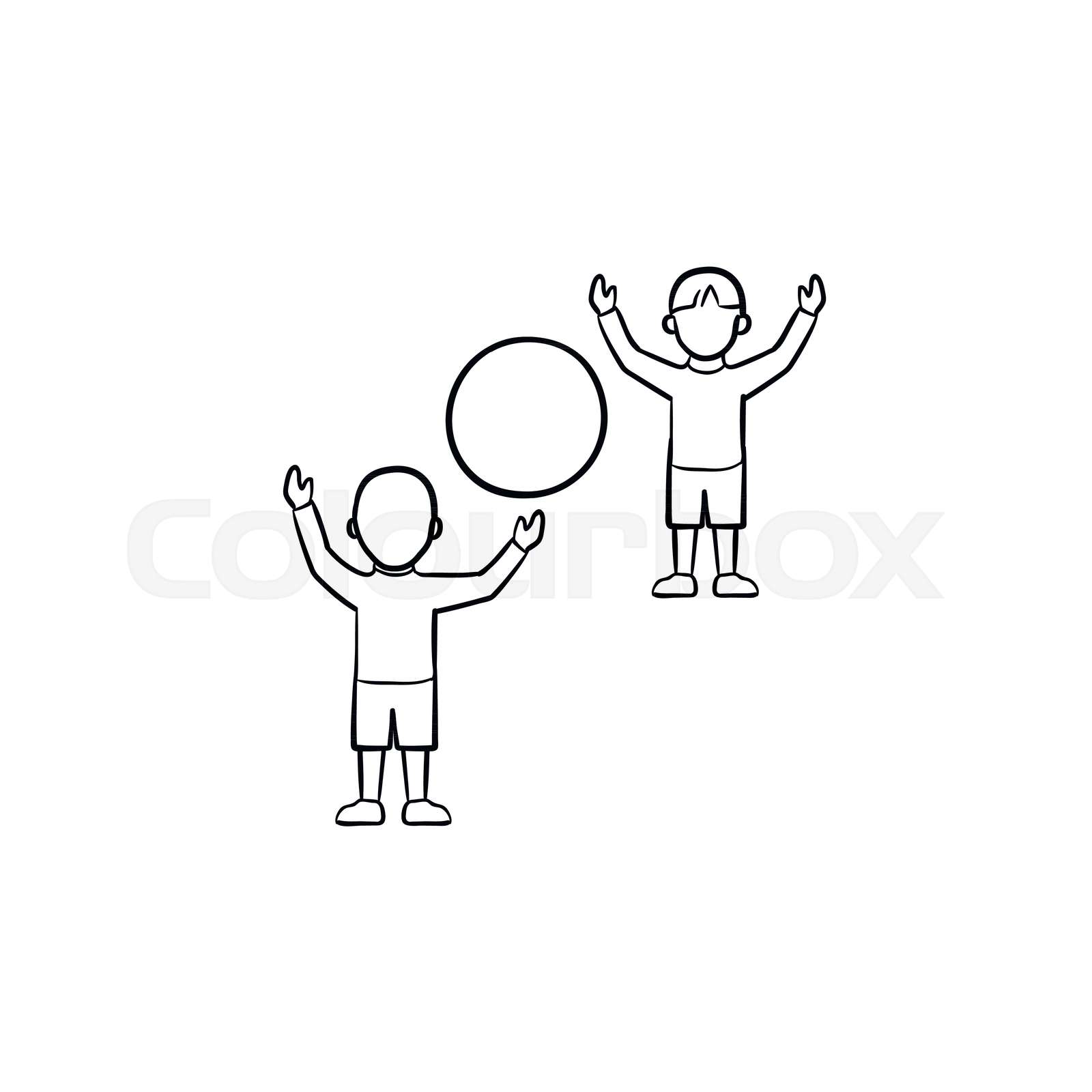 Child playing with friend hand drawn sketch icon. | Stock vector ...
