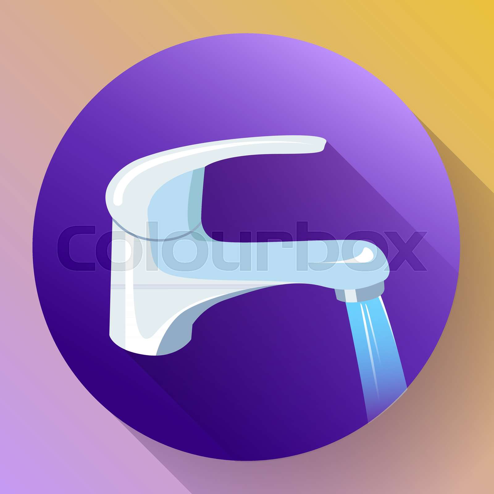 Water tap with flowing water. Metal water faucet icon, faucet water ...