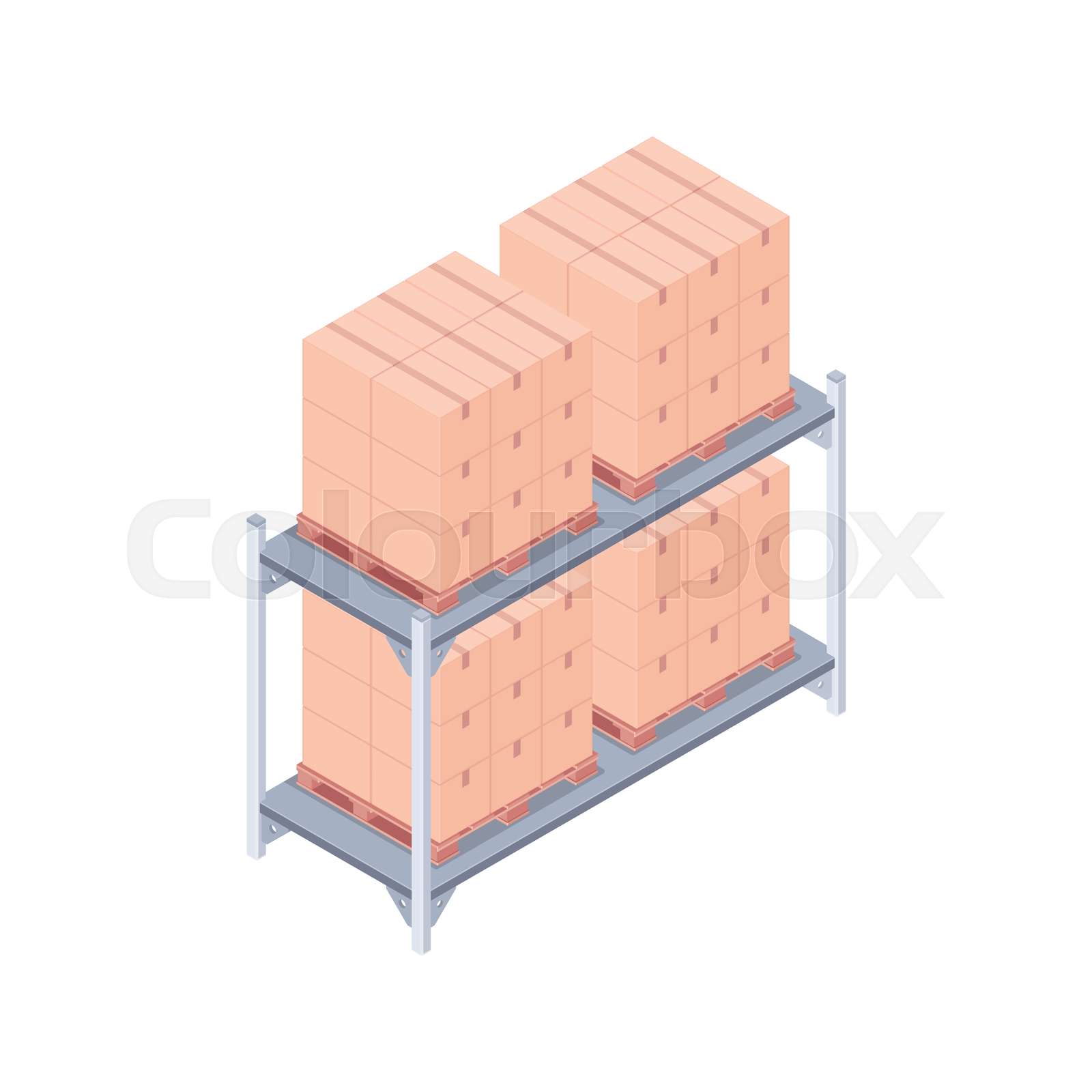 Loaded pallet rack isometric vector illustration | Stock vector | Colourbox