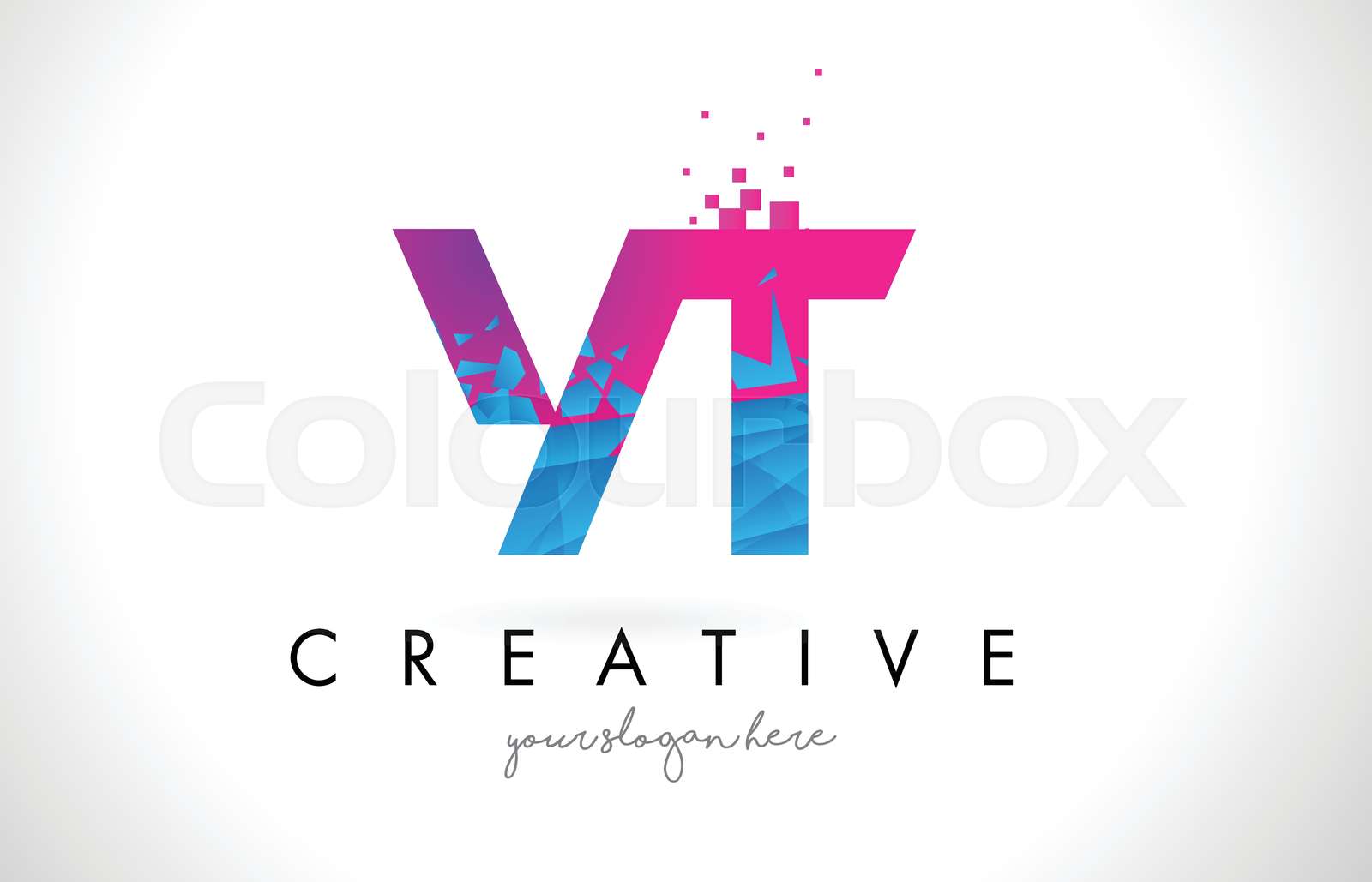 YT Y T Letter Logo with Shattered Broken Blue Pink Texture Design ...