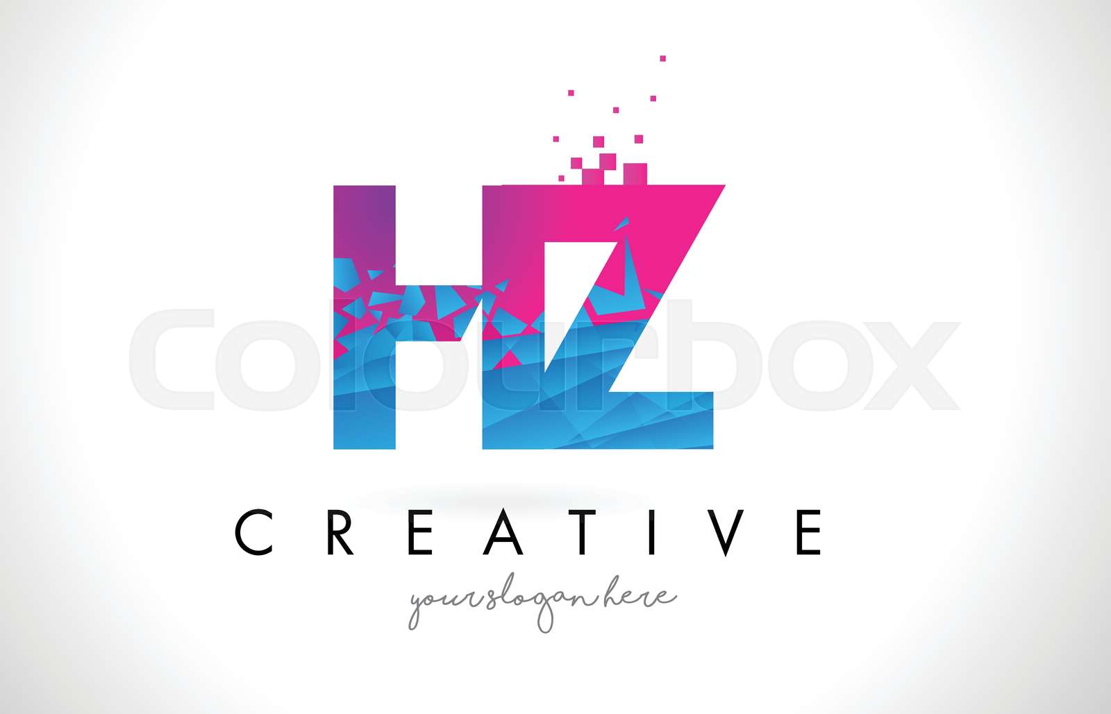 HZ H Z Letter Logo with Shattered Broken Blue Pink Texture Design ...