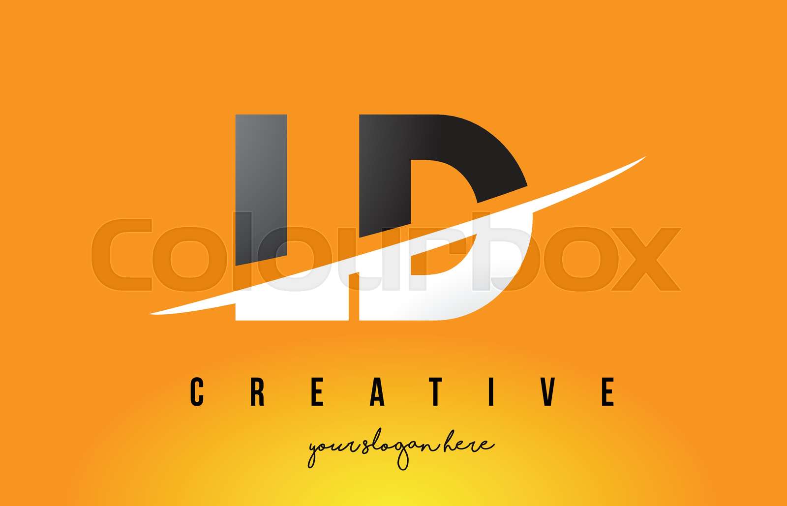 LD L D Letter Modern Logo Design with Yellow Background and Swoosh ...