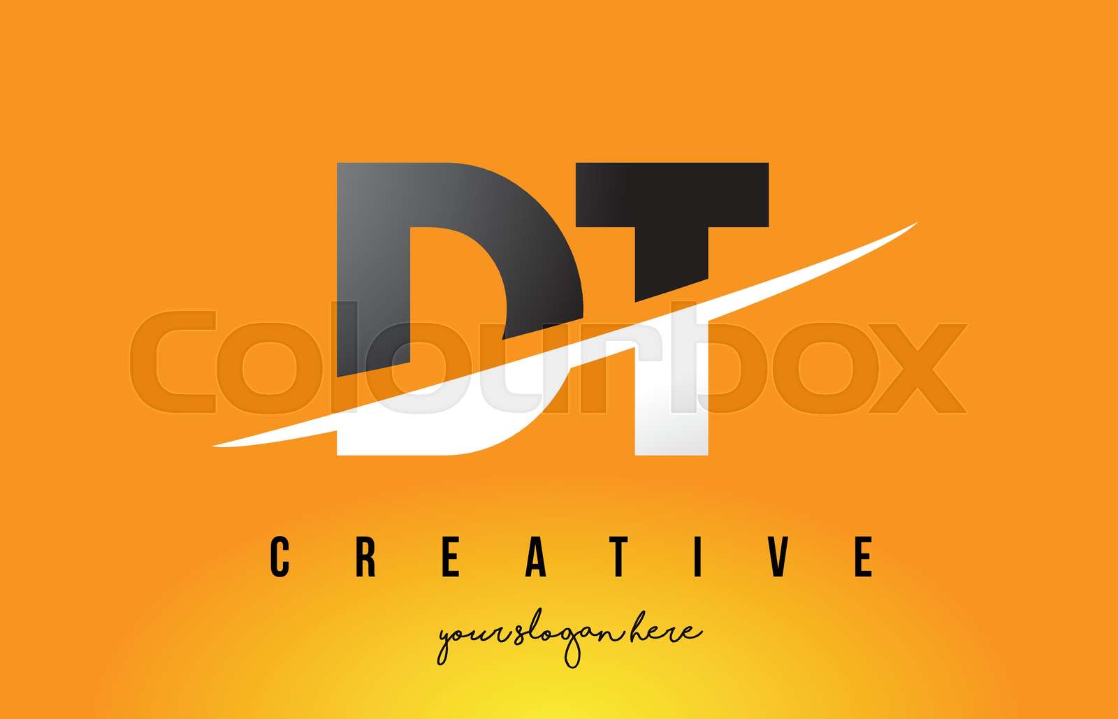 DT D T Letter Modern Logo Design with Yellow Background and Swoosh ...