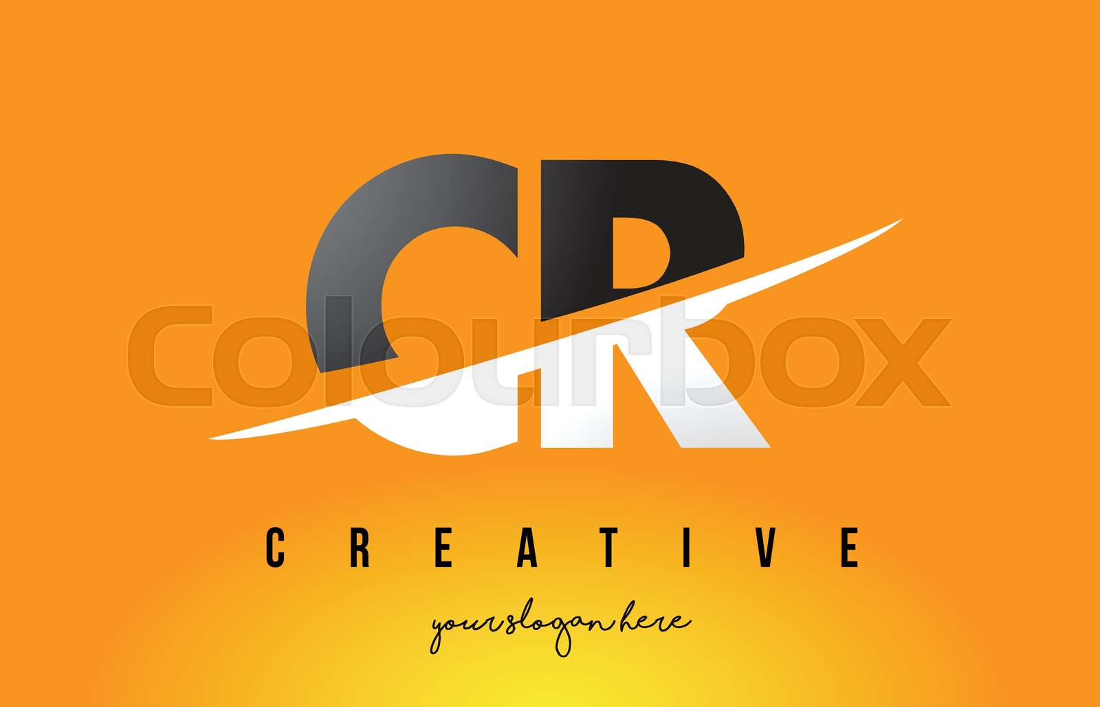 CR C R Letter Modern Logo Design with Yellow Background and Swoosh ...