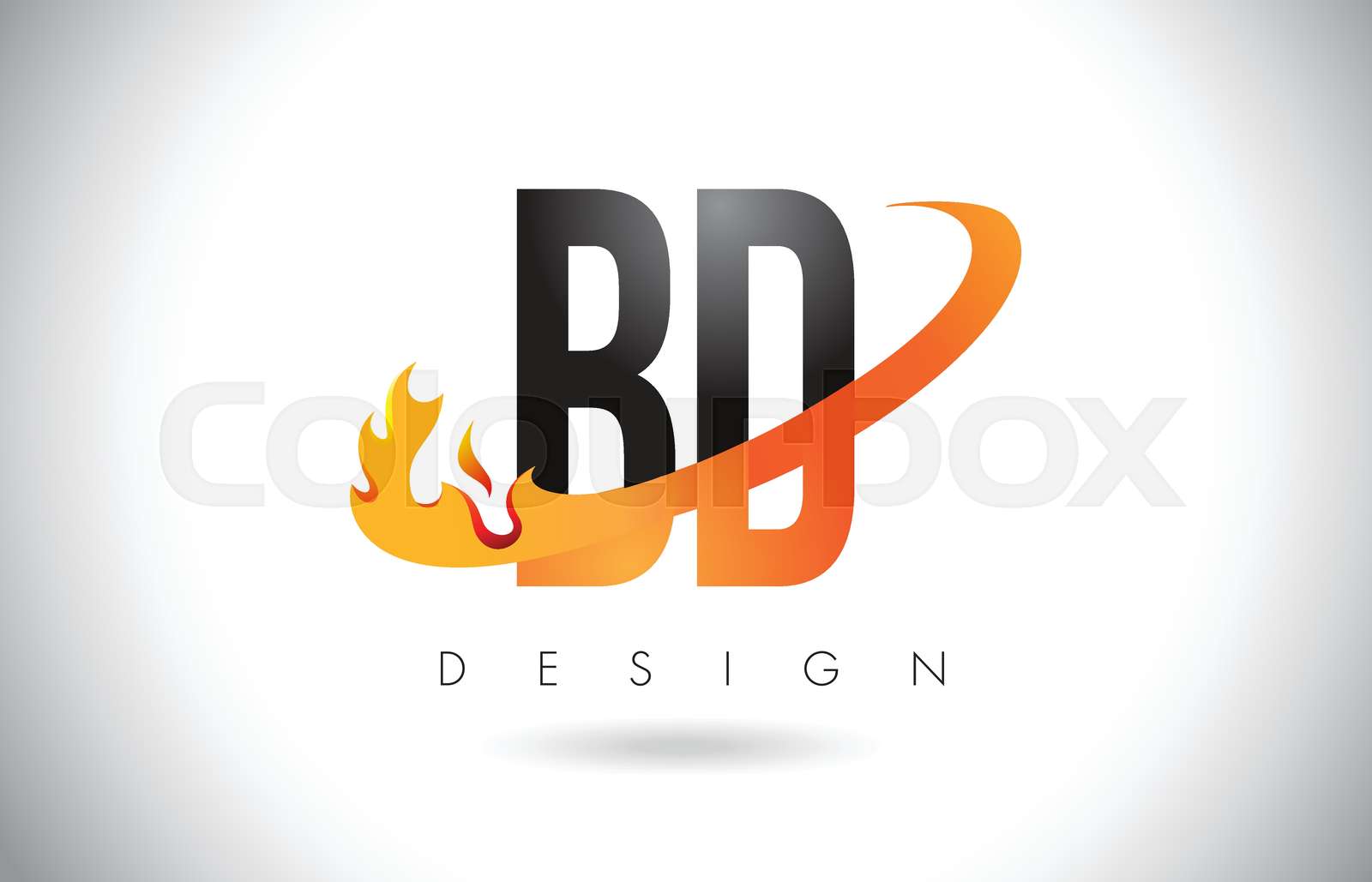 BD B D Letter Logo with Fire Flames Design and Orange Swoosh. | Stock ...