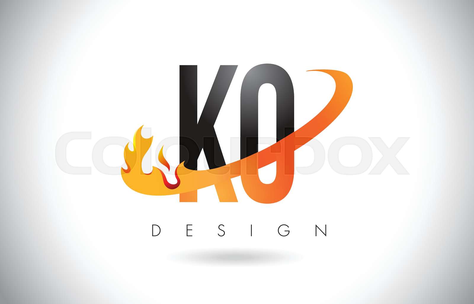 KO K O Letter Logo with Fire Flames Design and Orange Swoosh. | Stock ...