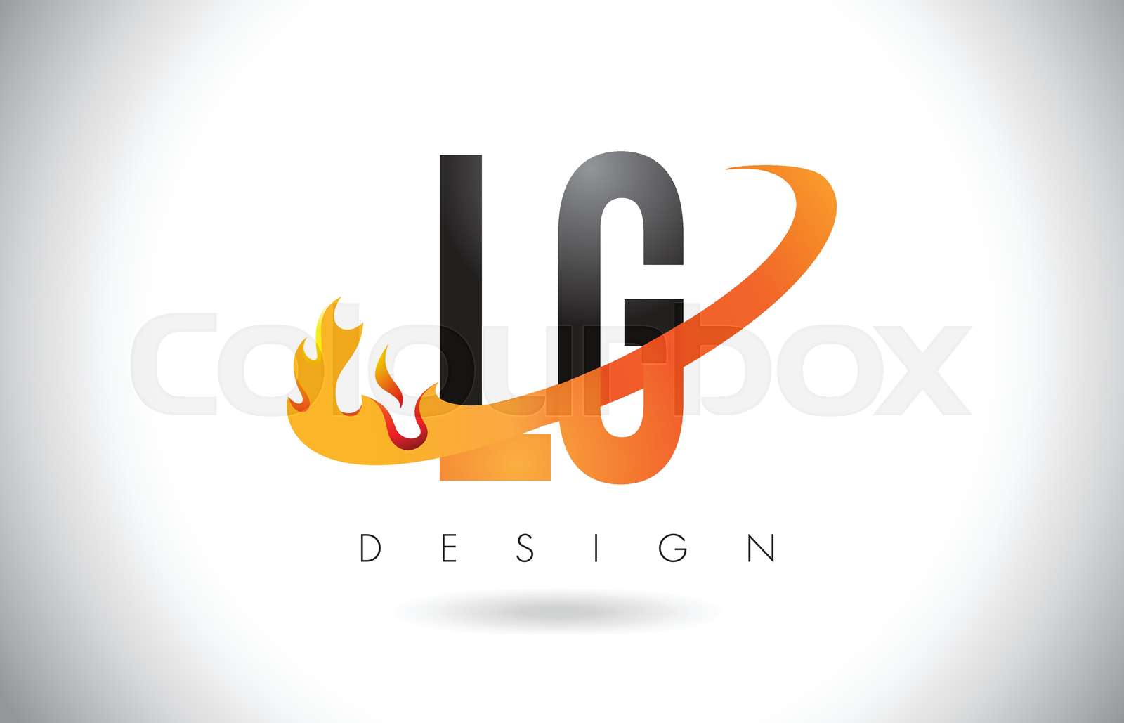 LG L G Letter Logo with Fire Flames Design and Orange Swoosh. | Stock ...