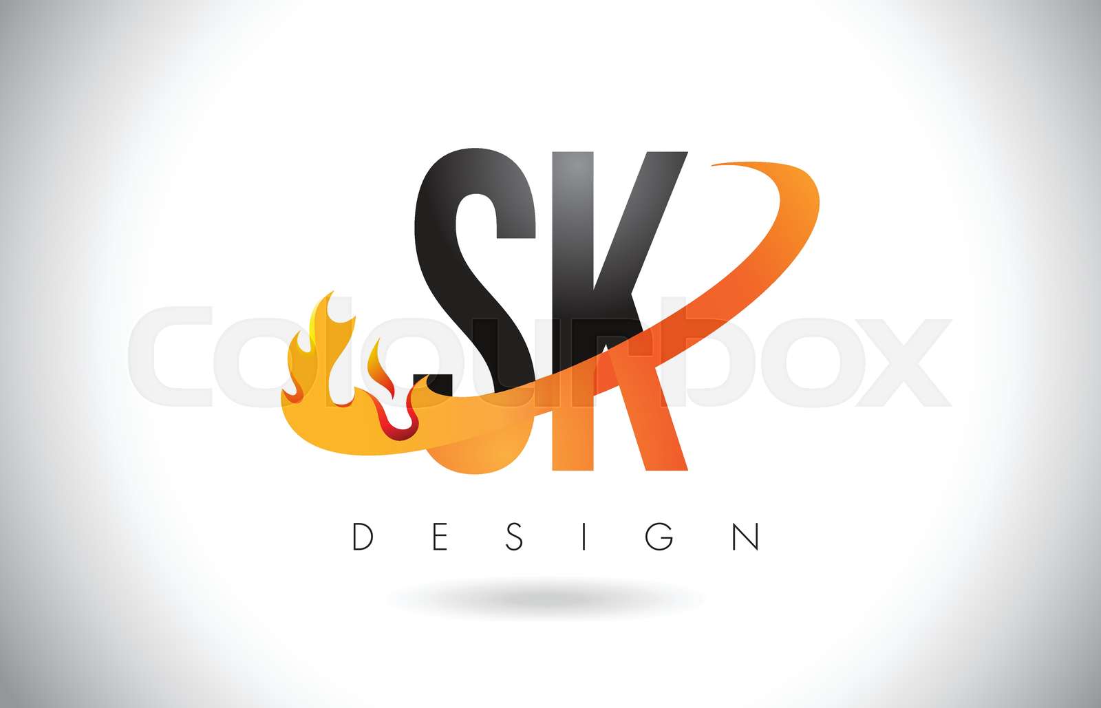 SK S K Letter Logo with Fire Flames Design and Orange Swoosh. | Stock ...