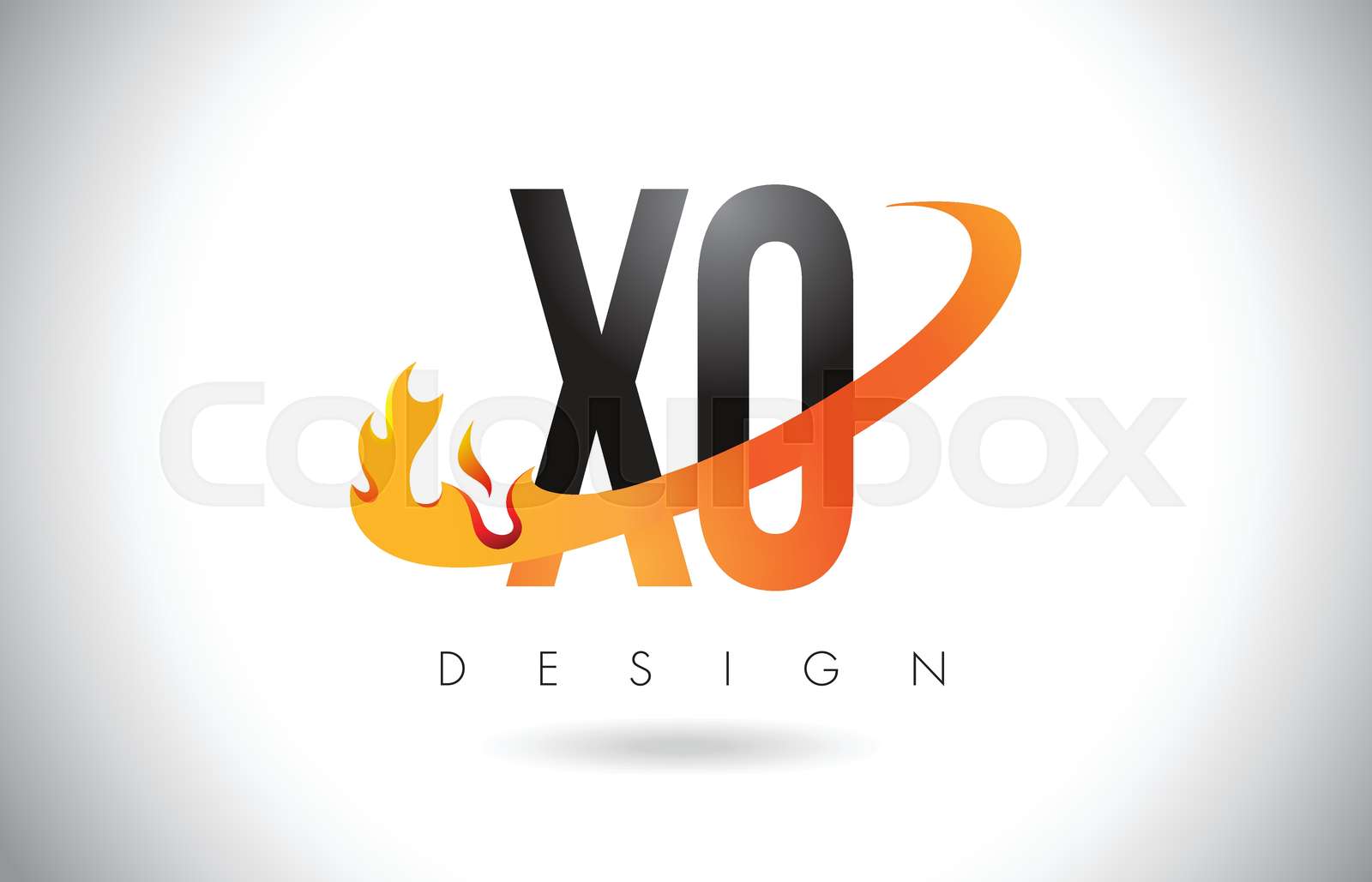 XO X O Letter Logo with Fire Flames Design and Orange Swoosh. | Stock ...