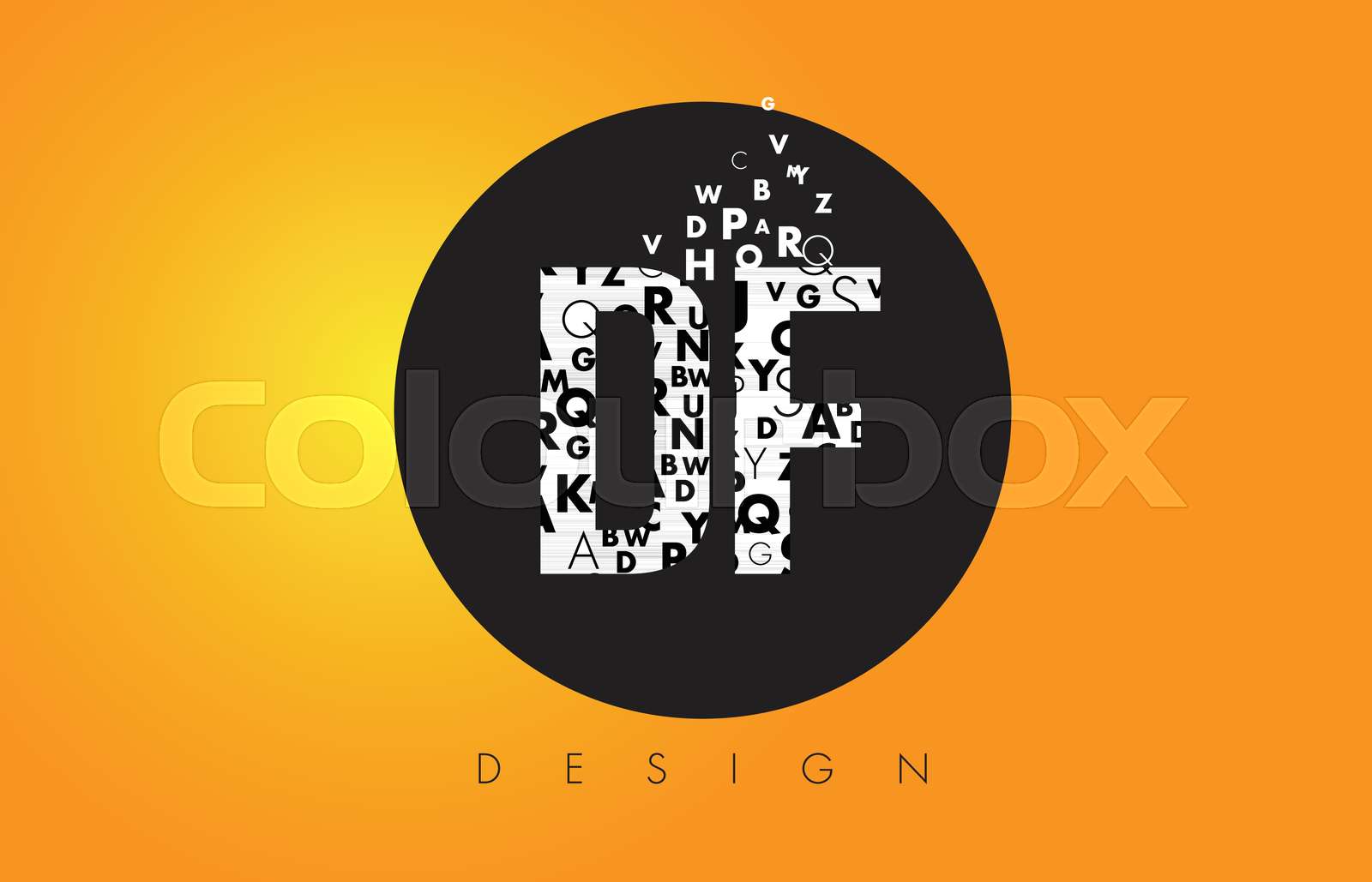 DF D F Logo Made of Small Letters with Black Circle and Yellow ...