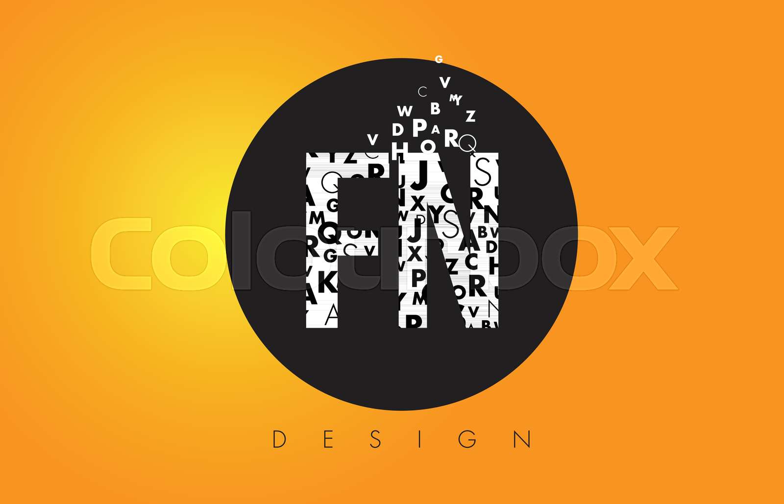 FN F N Logo Made of Small Letters with Black Circle and Yellow ...