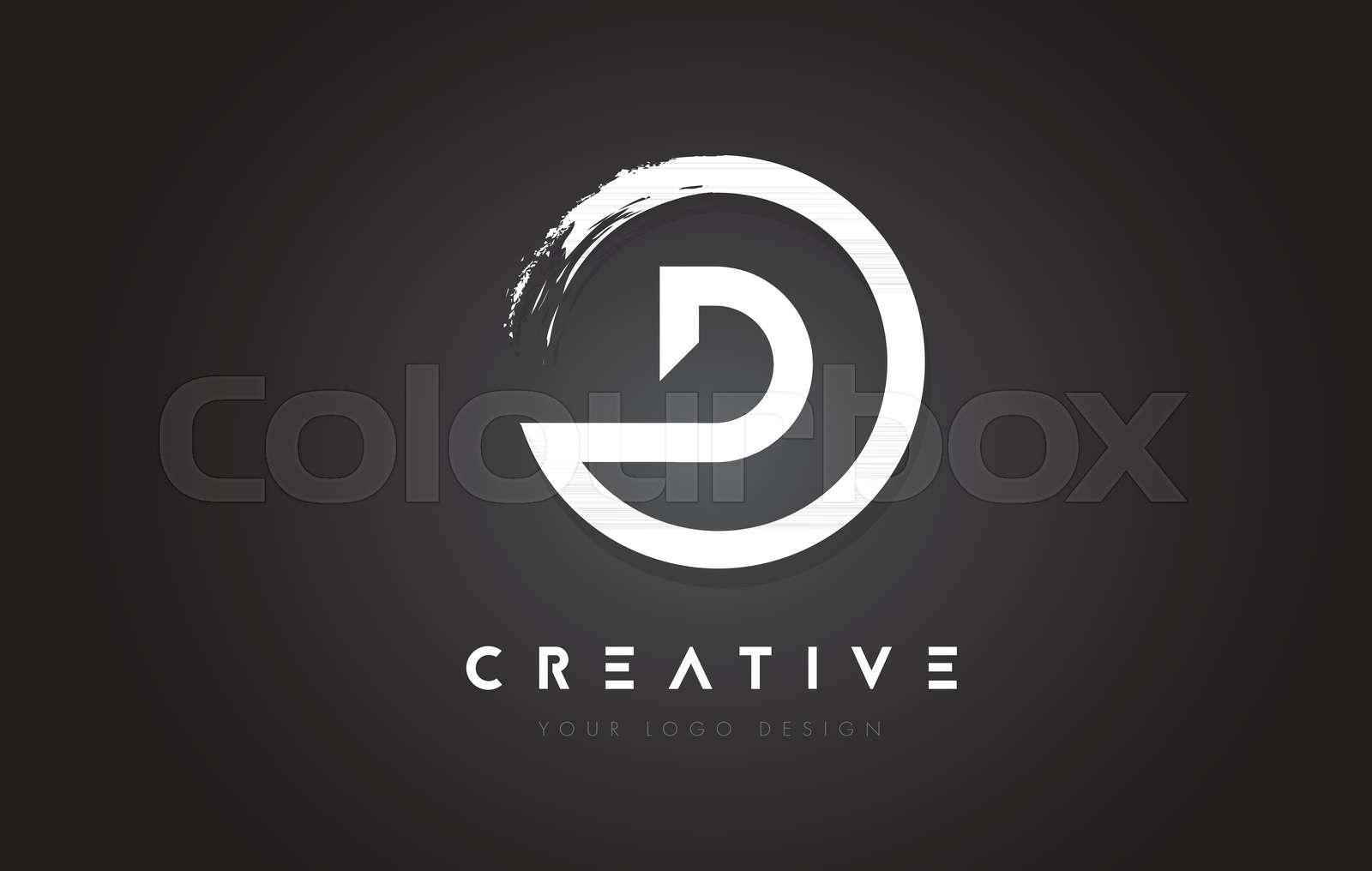 D Circular Letter Logo with Circle Brush Design and Black Background ...