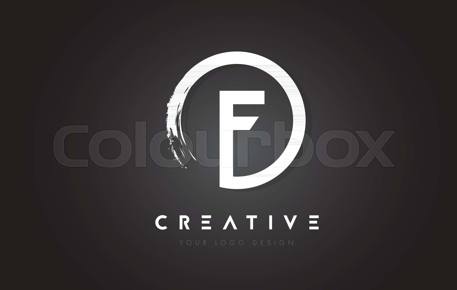 F Circular Letter Logo with Circle Brush Design and Black Background ...