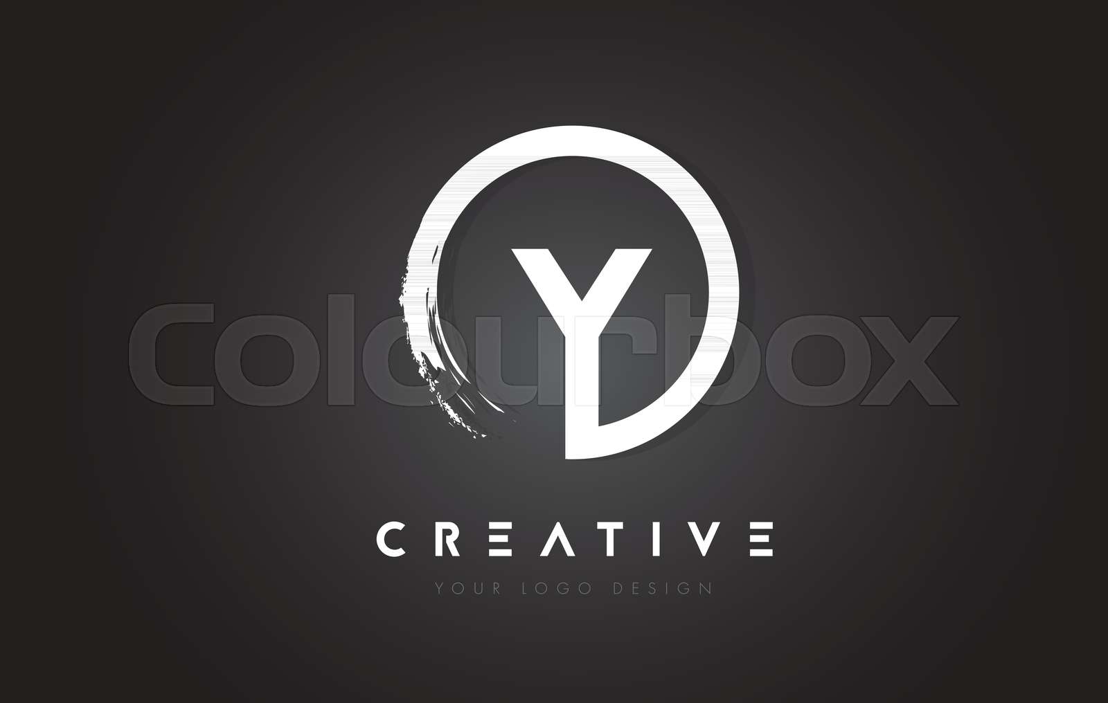 Y Circular Letter Logo with Circle Brush Design and Black Background ...