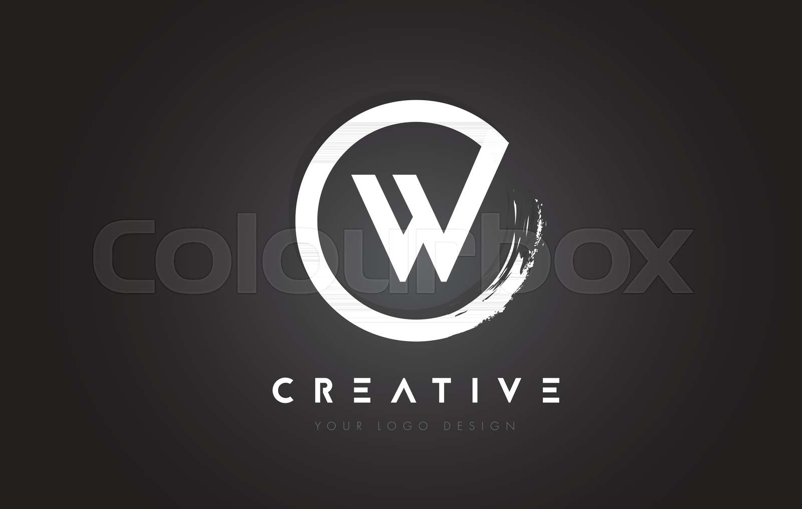 W Circular Letter Logo with Circle Brush Design and Black Background ...