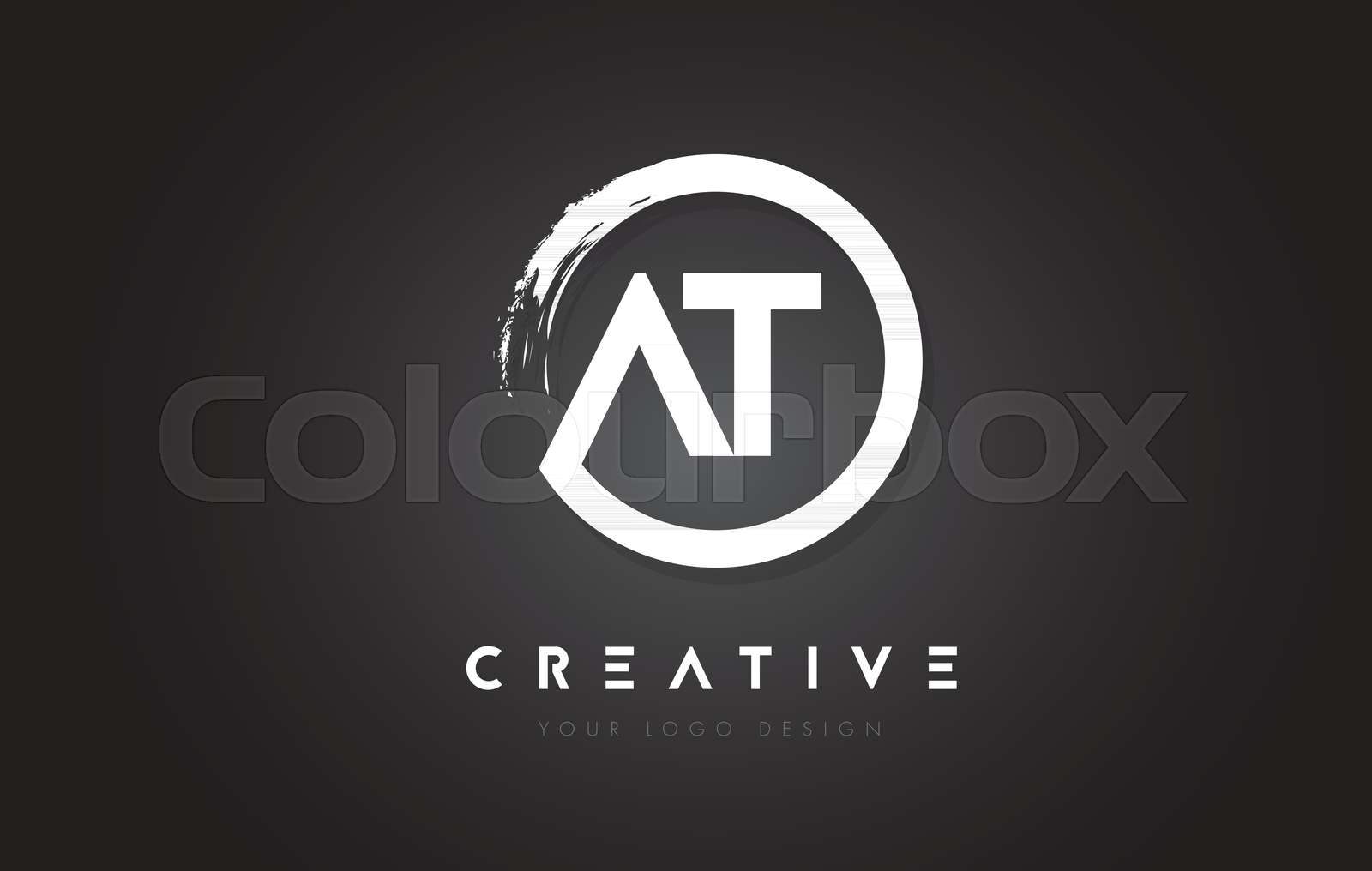 AT Circular Letter Logo with Circle Brush Design and Black Background ...