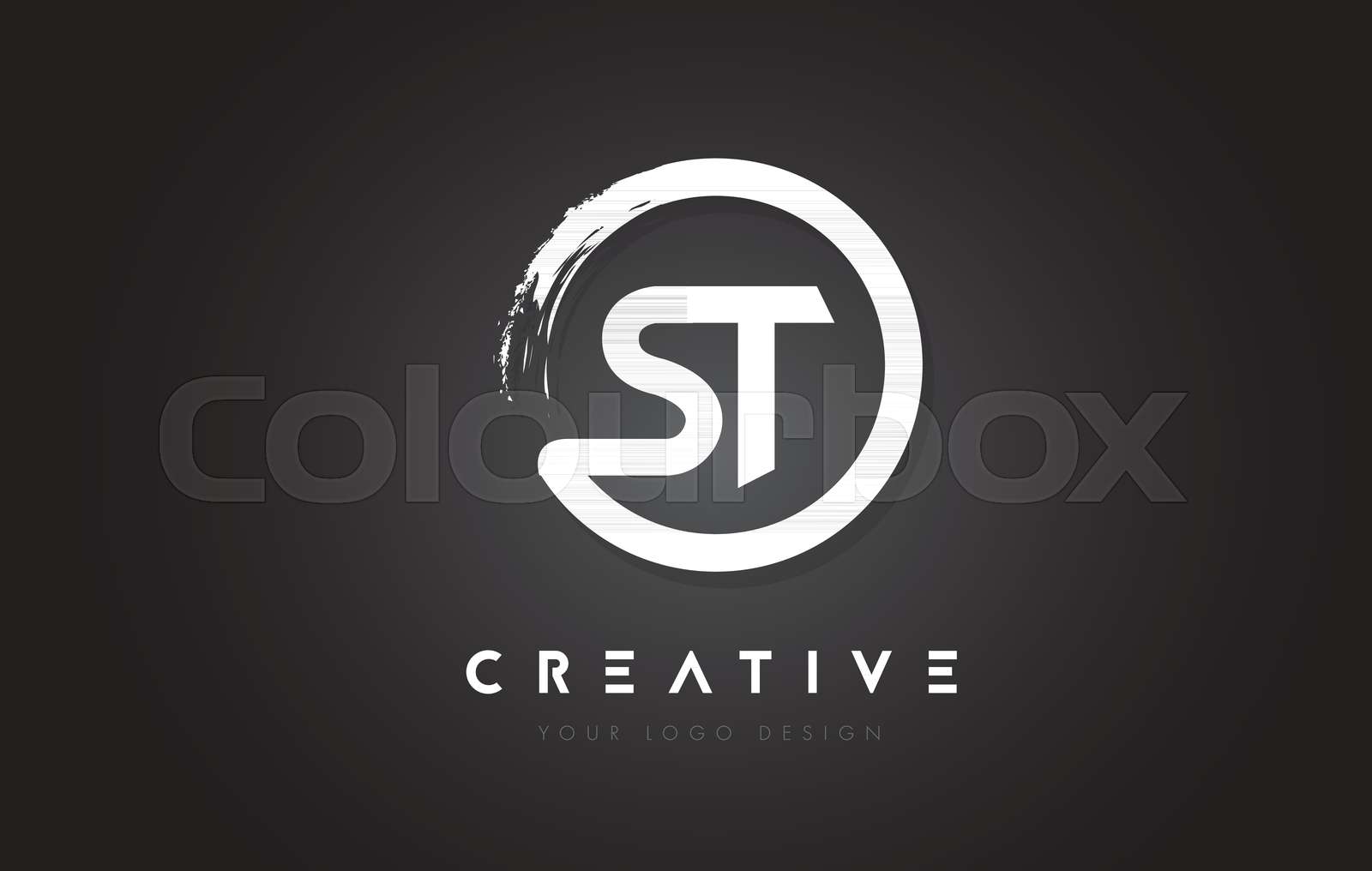 ST Circular Letter Logo with Circle Brush Design and Black Background ...