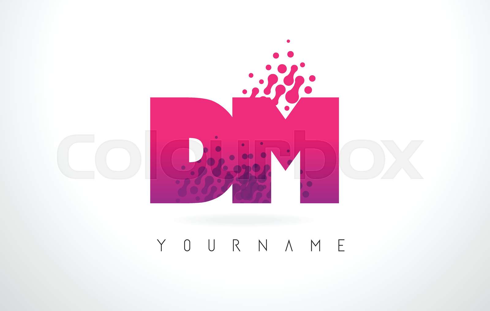 DM D M Letter Logo With Pink Purple Color And Particles Dots Design DM D M Letter Logo With Pink Purple Color And Particles Dots Design