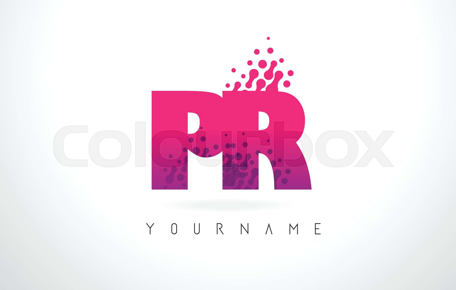 PR P R Letter Logo with Pink Purple Color and Particles Dots Design ...