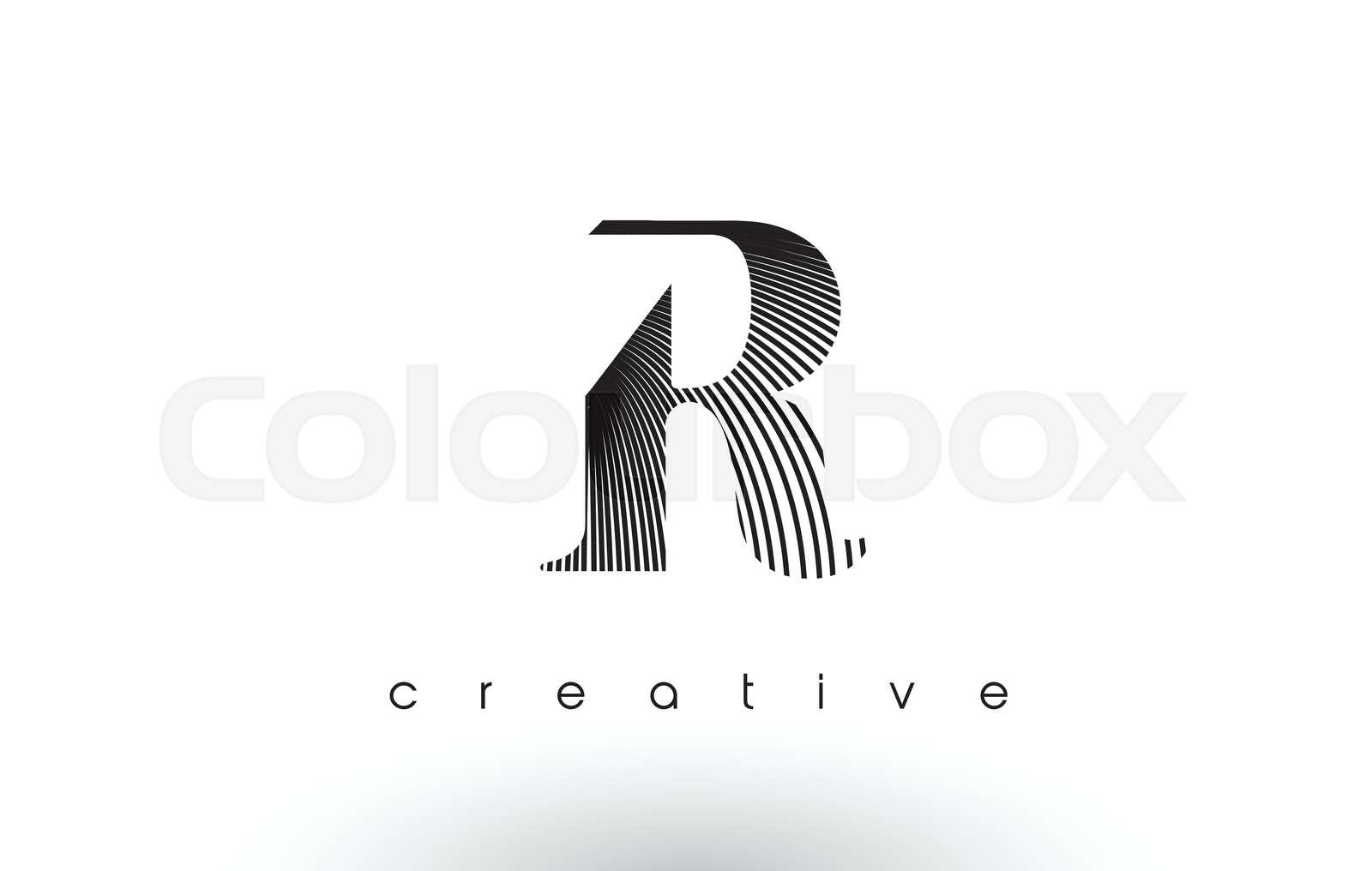 R Logo Design With Multiple Lines and Black and White Colors. | Stock ...