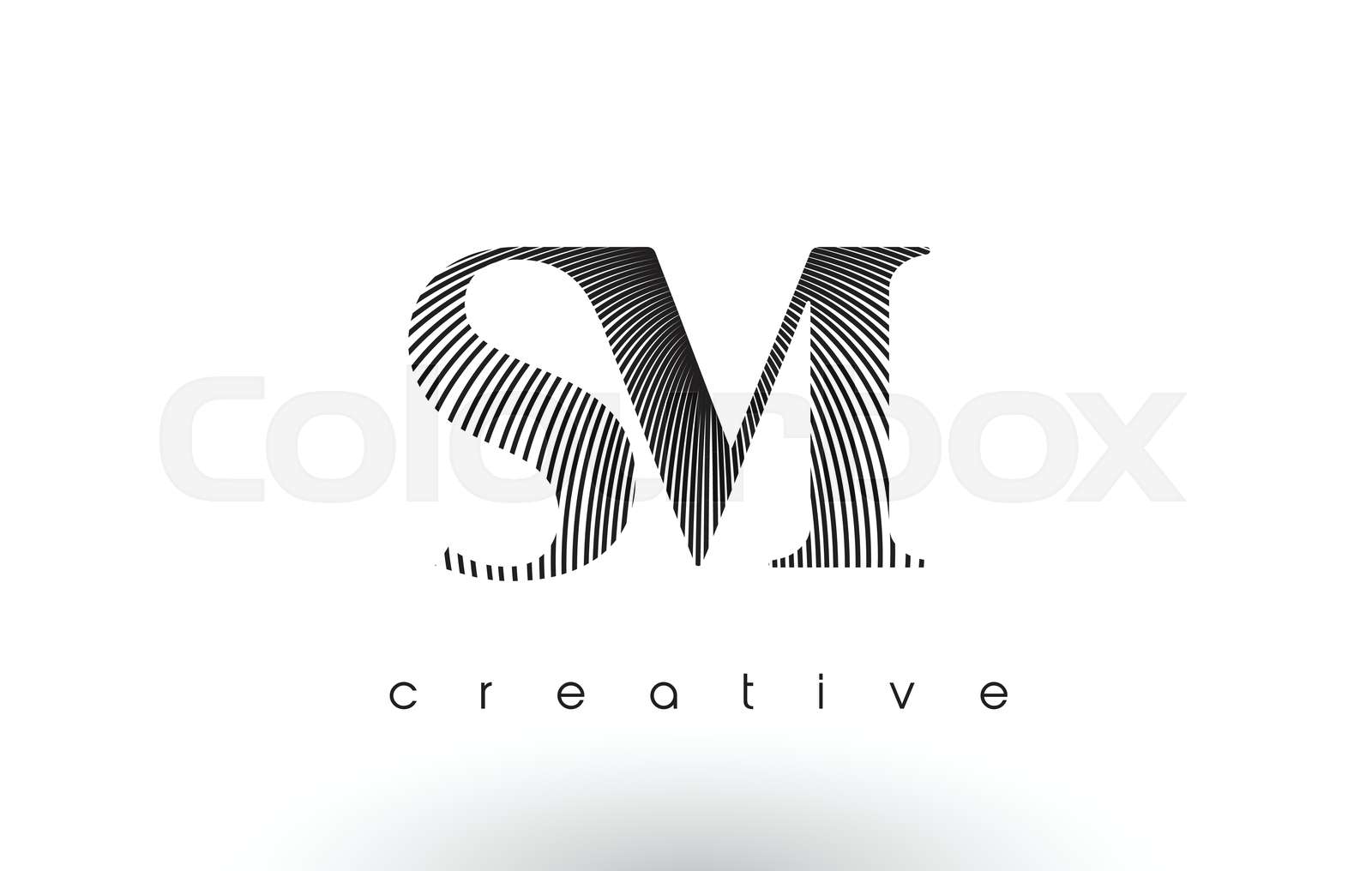 SM Logo Design With Multiple Lines and Black and White Colors. | Stock ...
