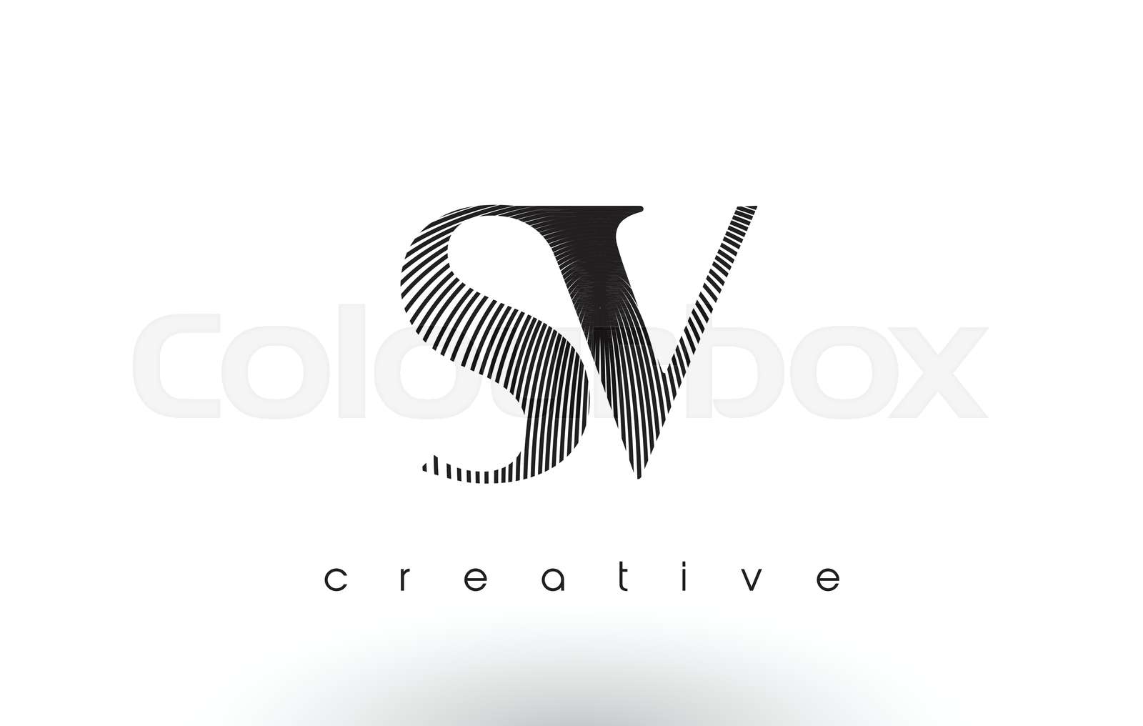 SV Logo Design With Multiple Lines and Black and White Colors. | Stock ...