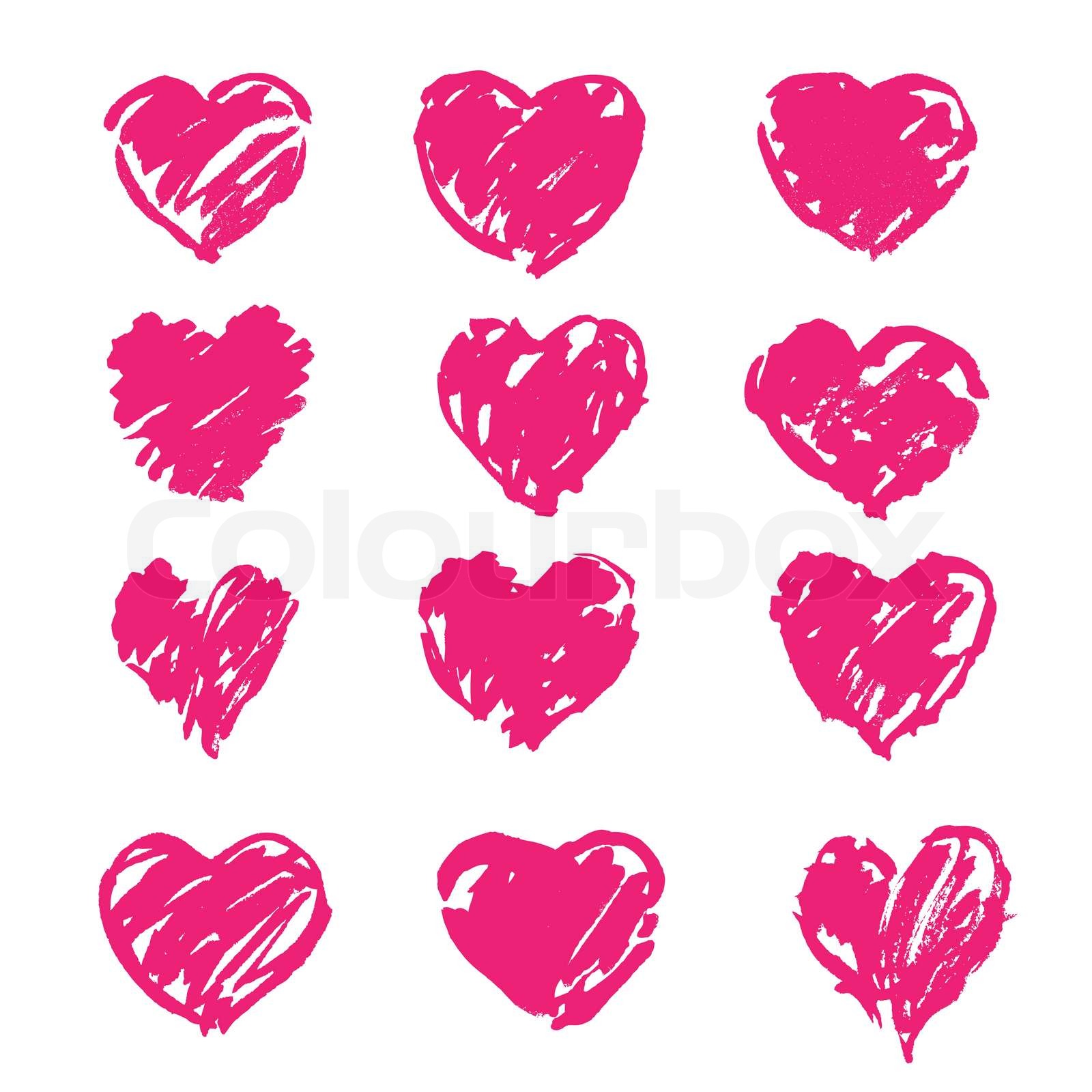 A set of brush painted hearts for design | Stock vector | Colourbox