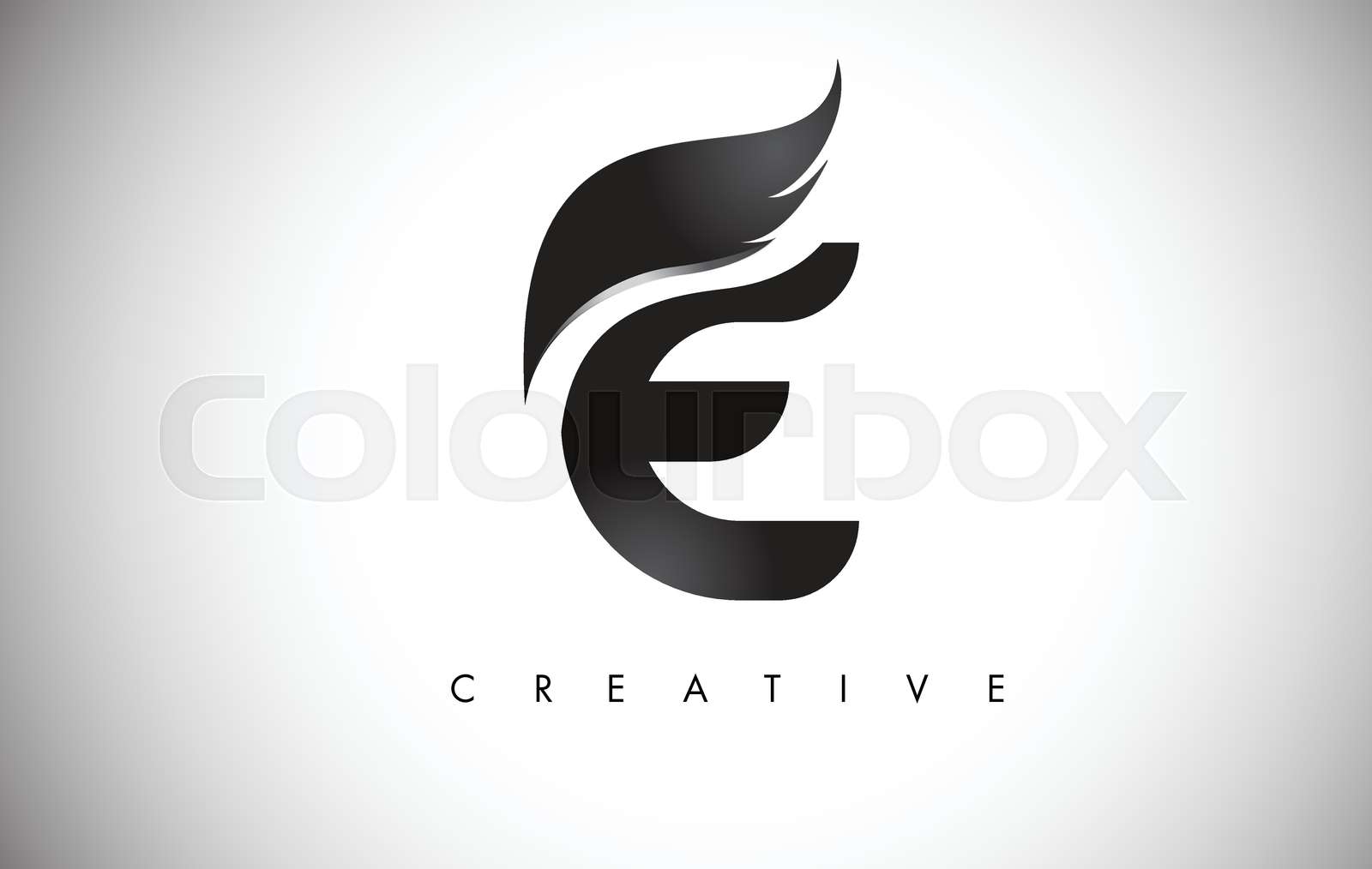 E Letter Wings Logo Design with Black Bird Fly Wing Icon. | Stock ...