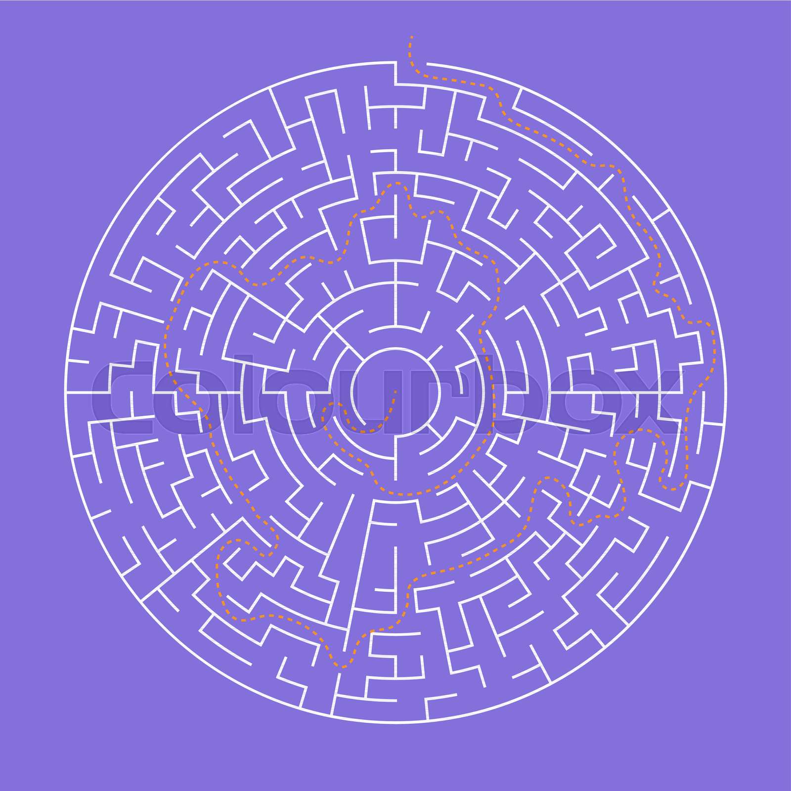 Round labyrinth game with solution | Stock vector | Colourbox