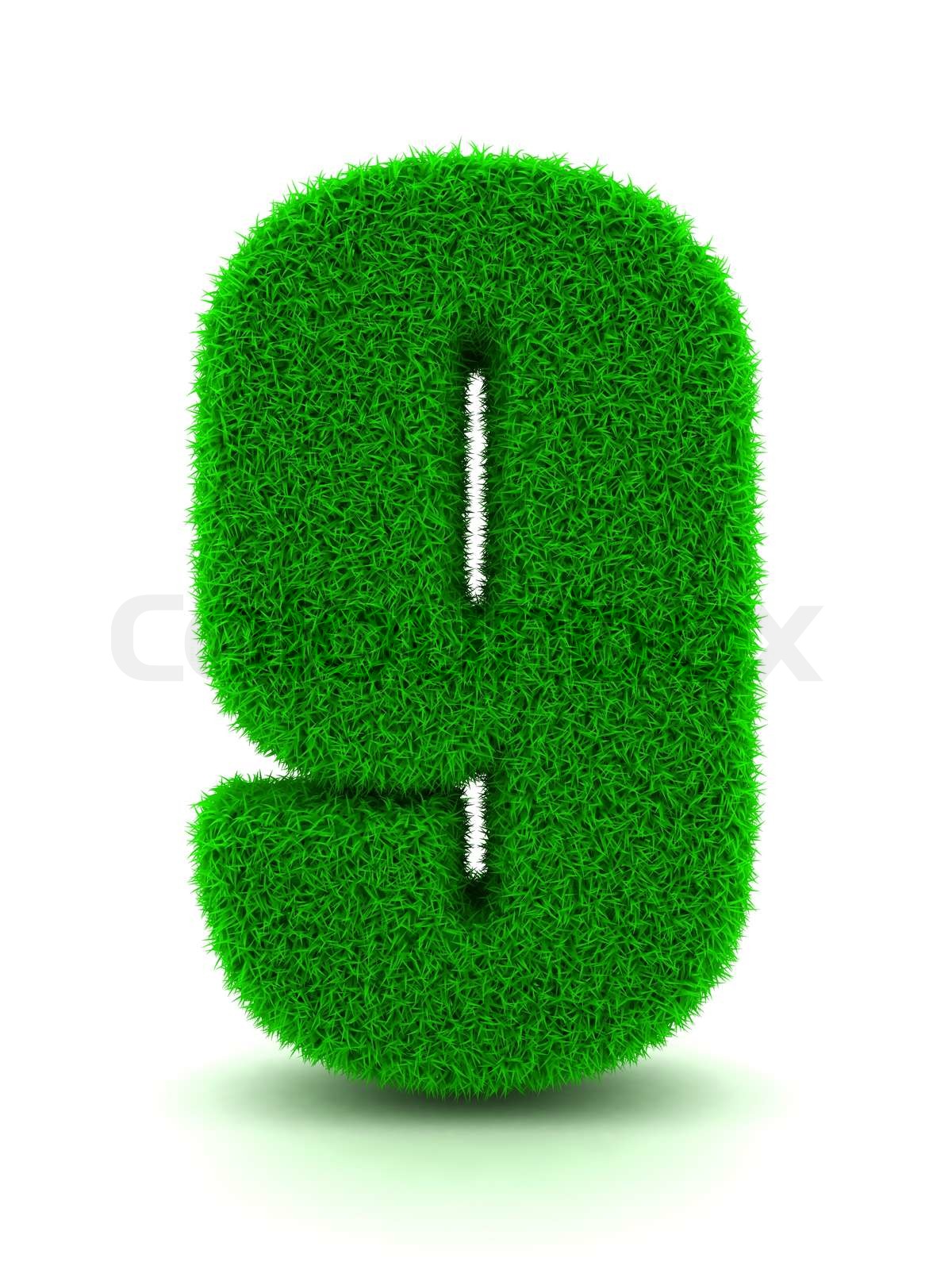 3d Rendering of Grass Number 9 on White Isolated Background | Stock ...
