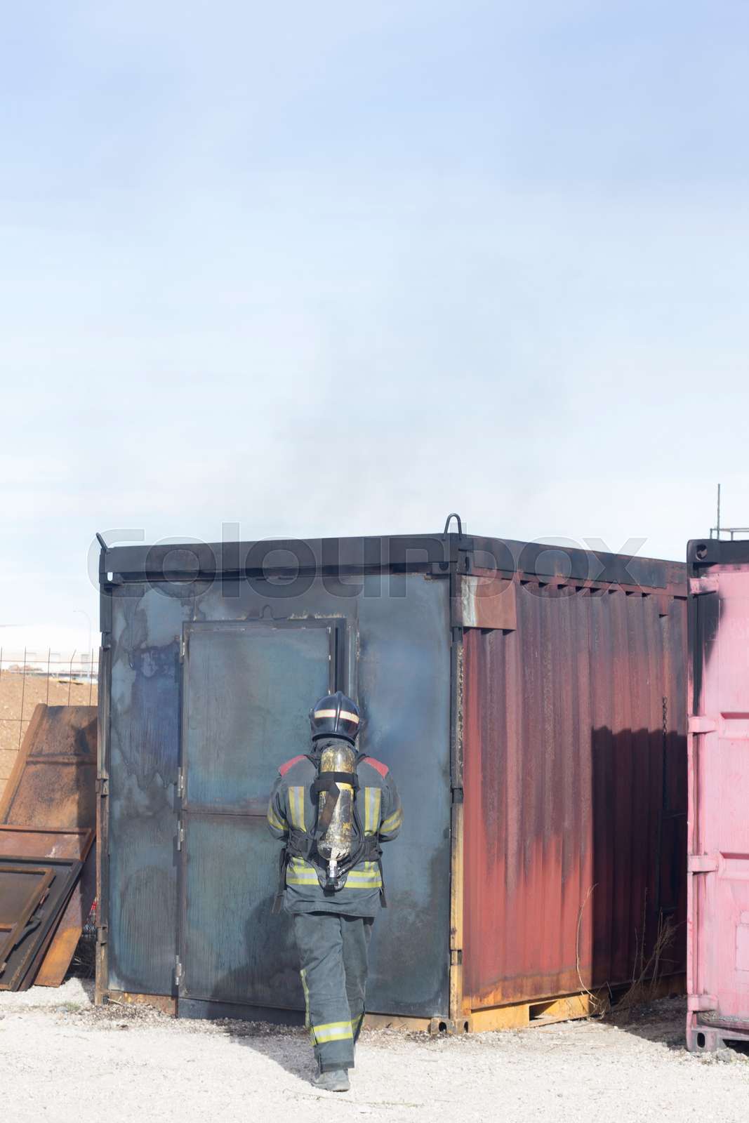 Fireman fire training station drill - Stock Image - Everypixel