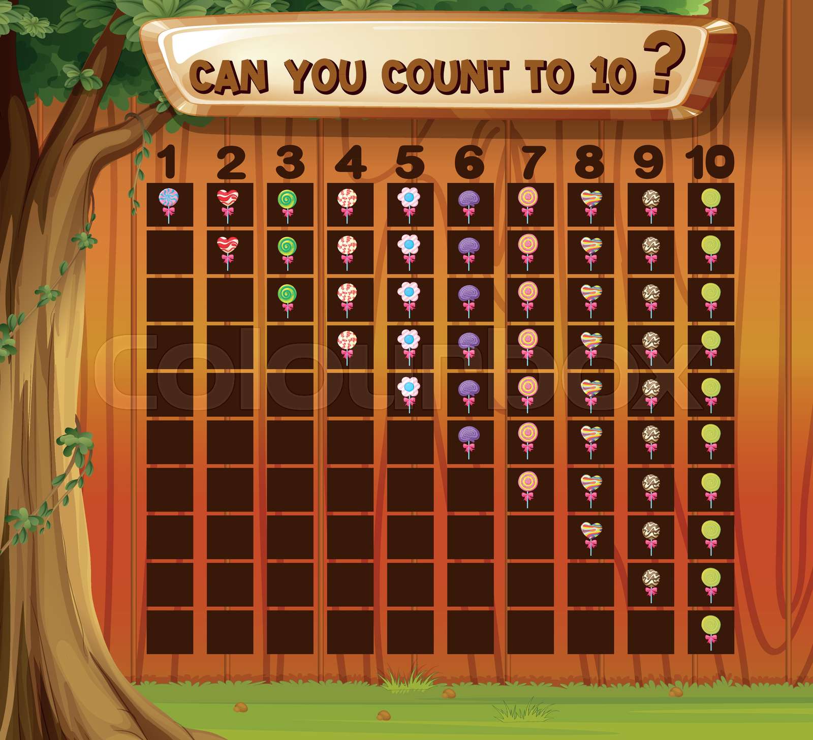 Mathematics Picture Graph Count 1 to 10 | Stock vector | Colourbox