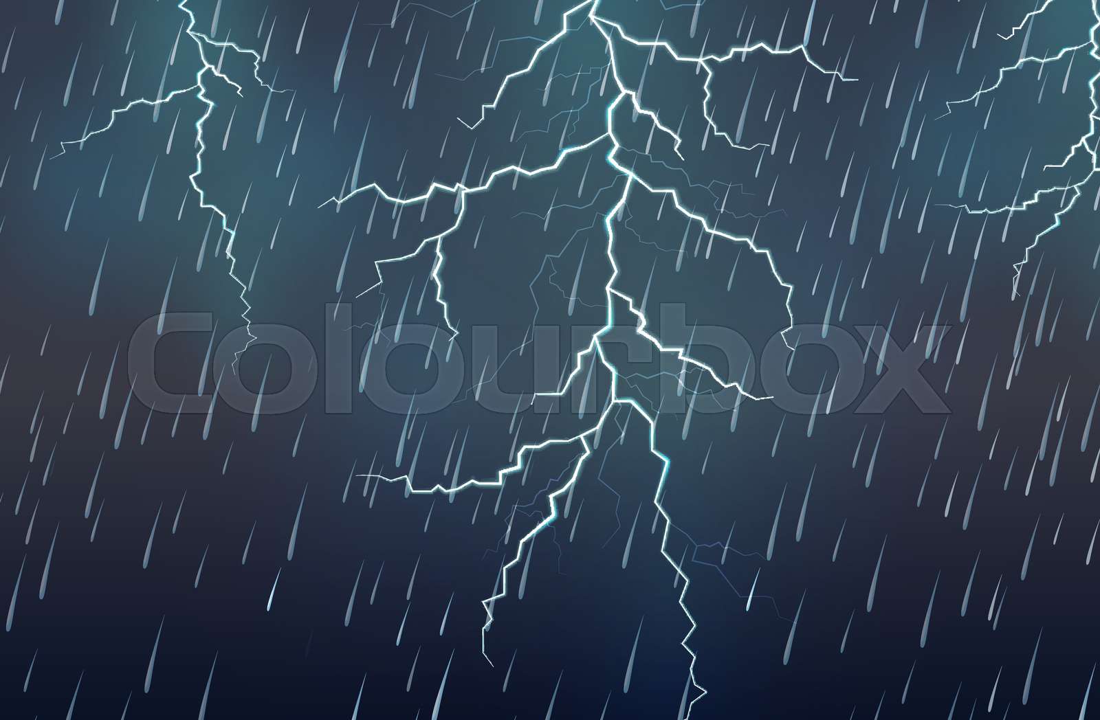 Lightning Strike and Rain Thunderstorm - Stock Image - Everypixel