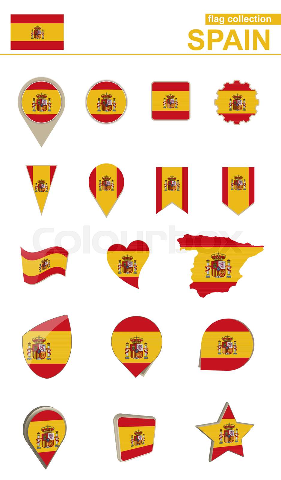 Spain Flag Collection. Big set for design. | Stock vector | Colourbox