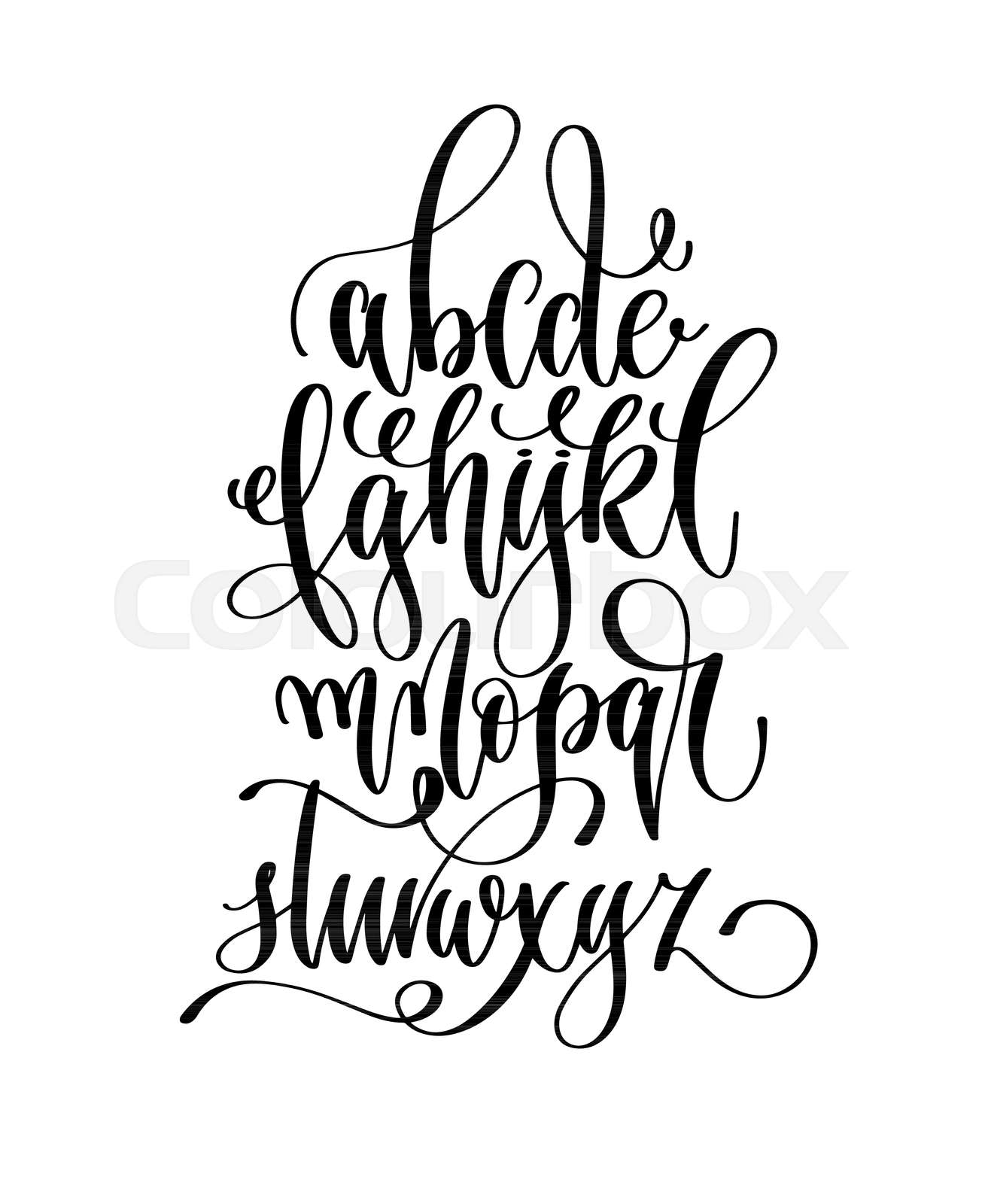 hand lettering alphabet design, black ink hand draw poster | Stock ...