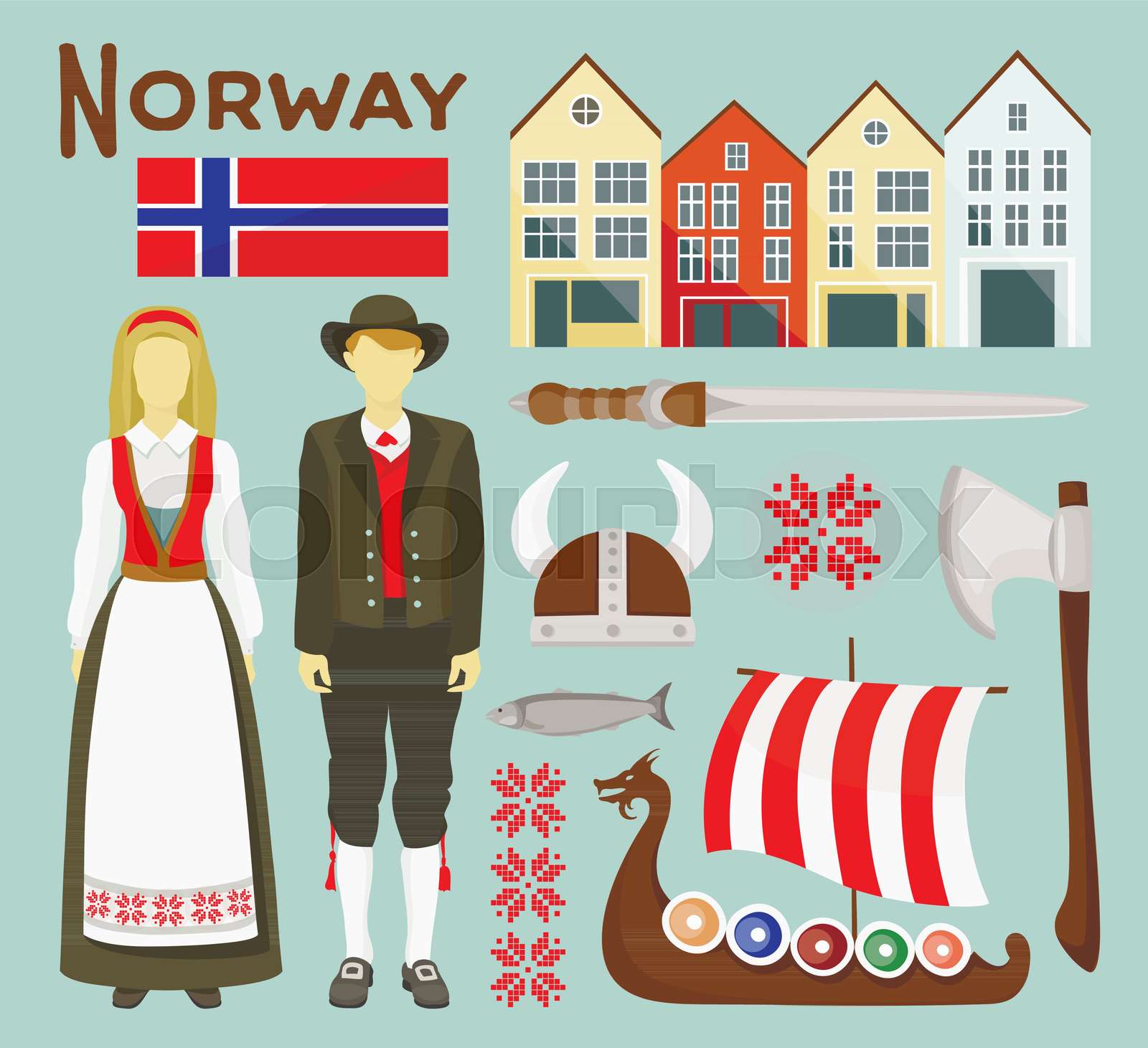 Norway icon set | Stock vector | Colourbox