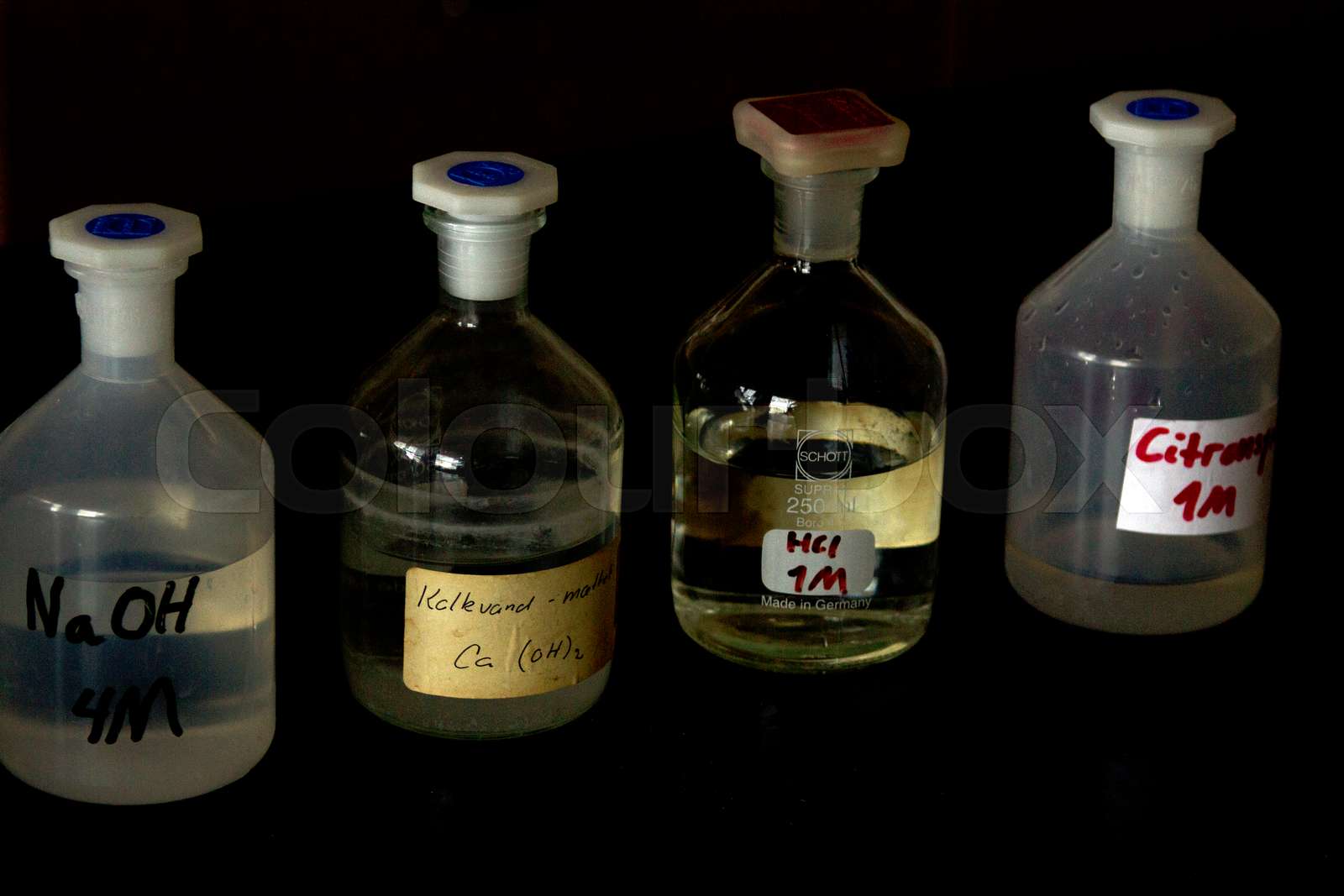 Bottles of chemicals for teaching | Stock image | Colourbox