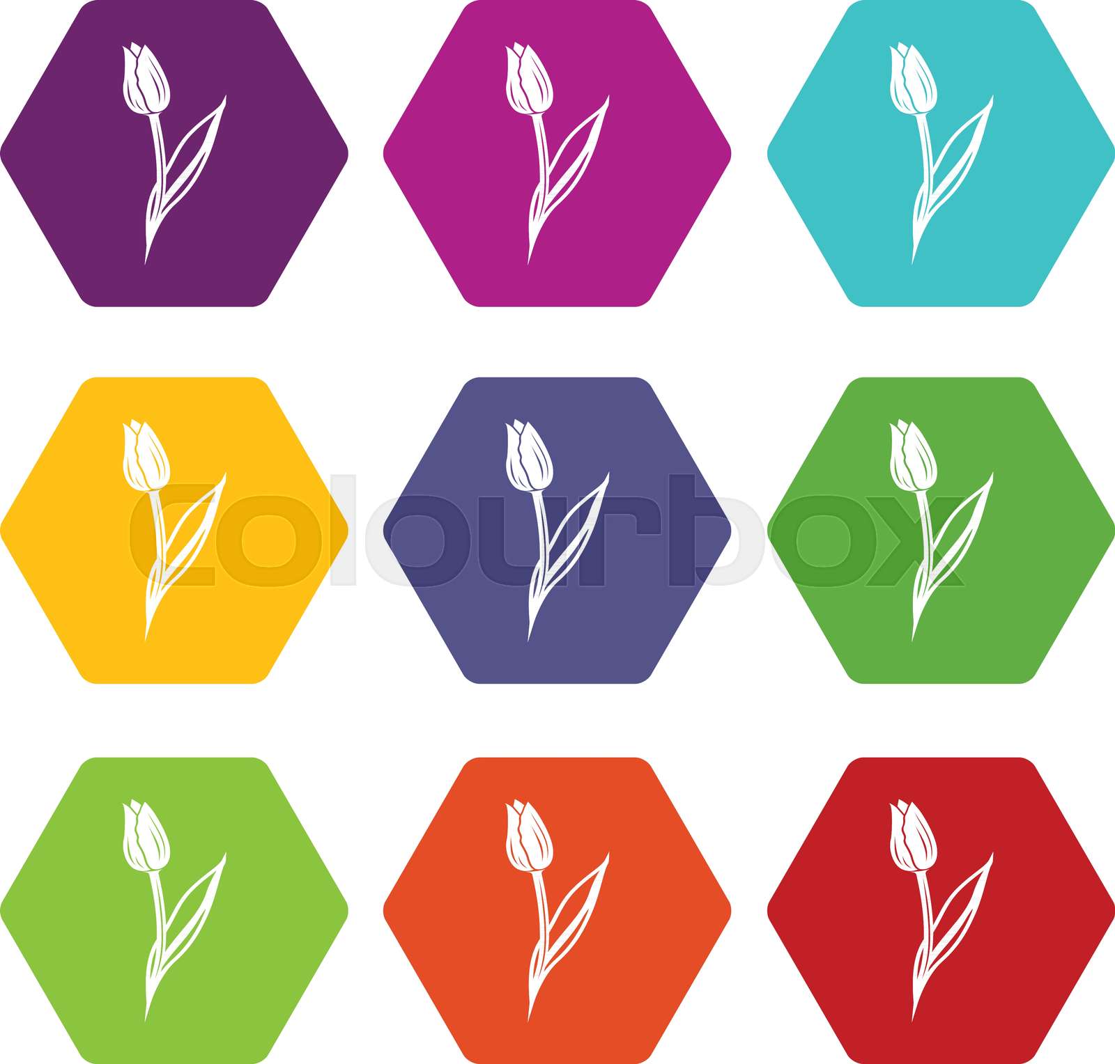 Tulip icons set 9 vector | Stock vector | Colourbox