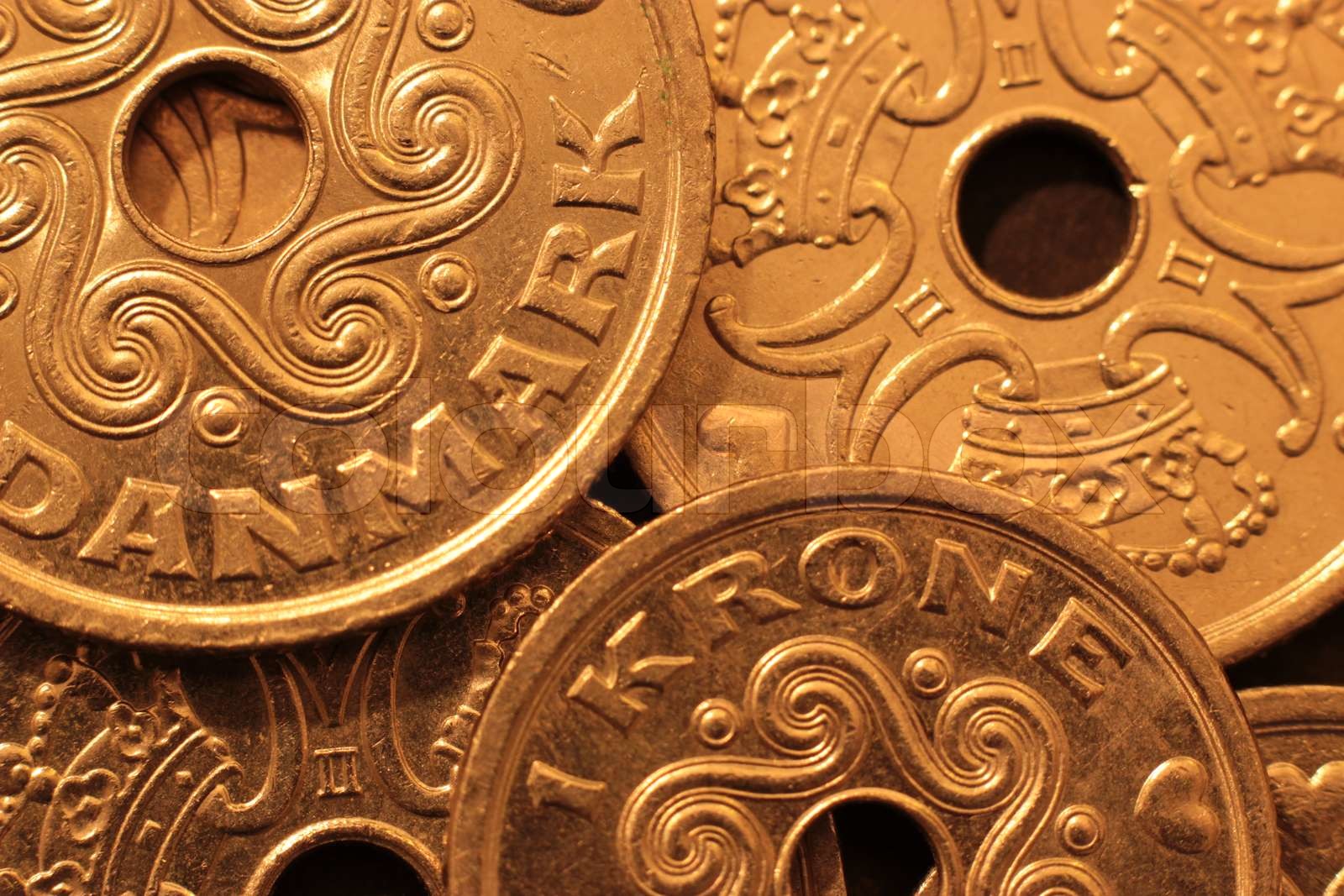 Danske mønter / Danish coins - close up | Stock foto | Colourbox